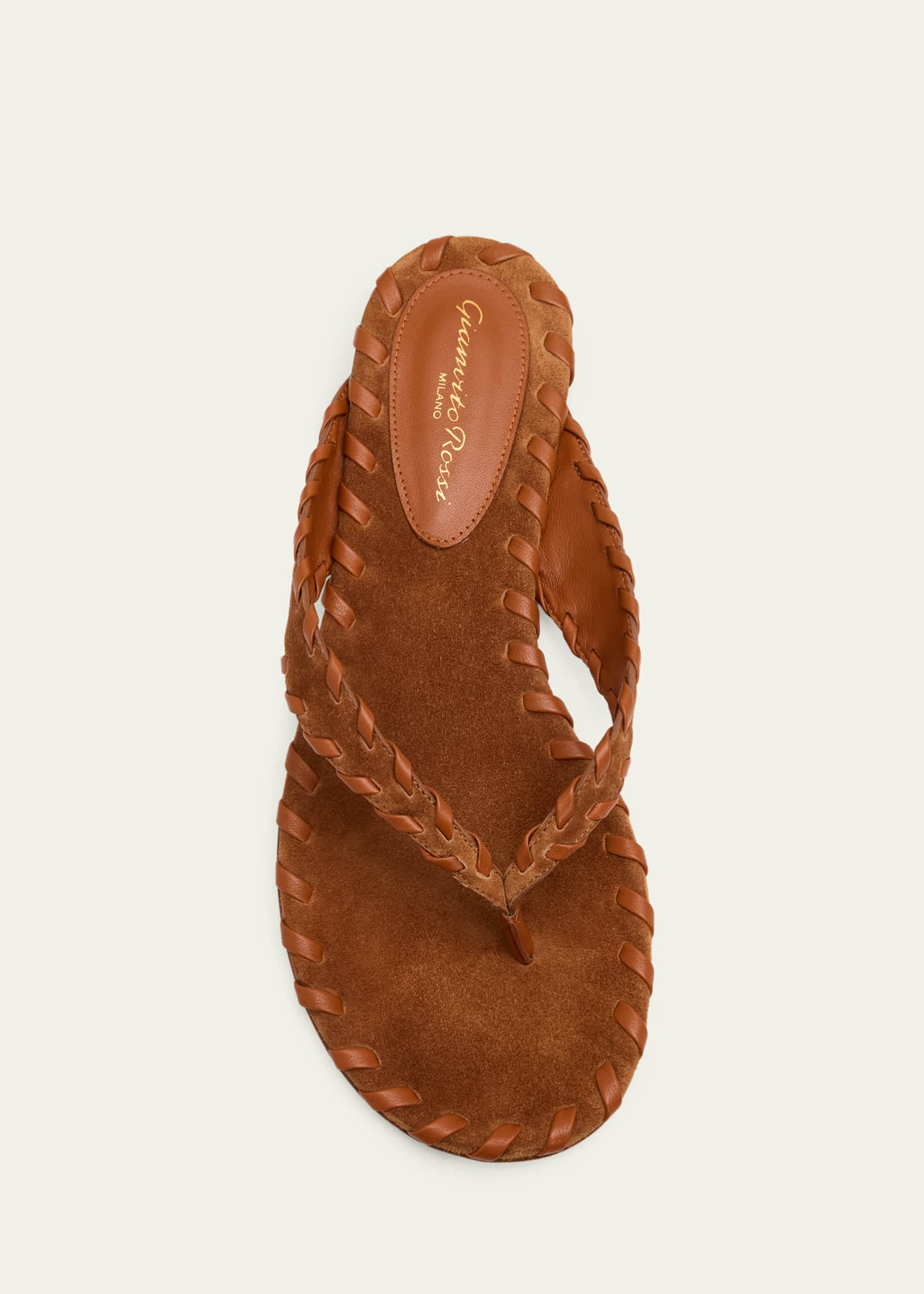 Gianvito Rossi Whipstitch Suede Thong Sandals - Bergdorf Goodman