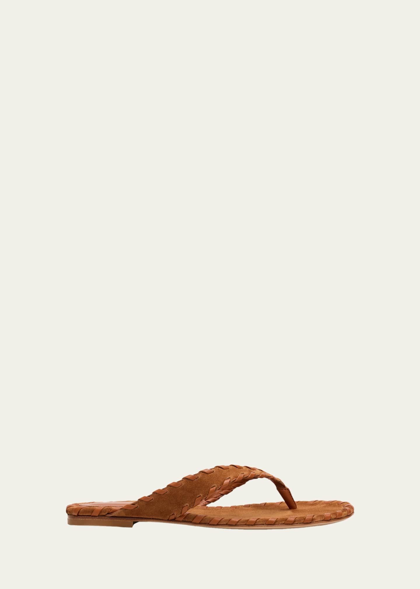 Gianvito Rossi Whipstitch Suede Thong Sandals - Bergdorf Goodman