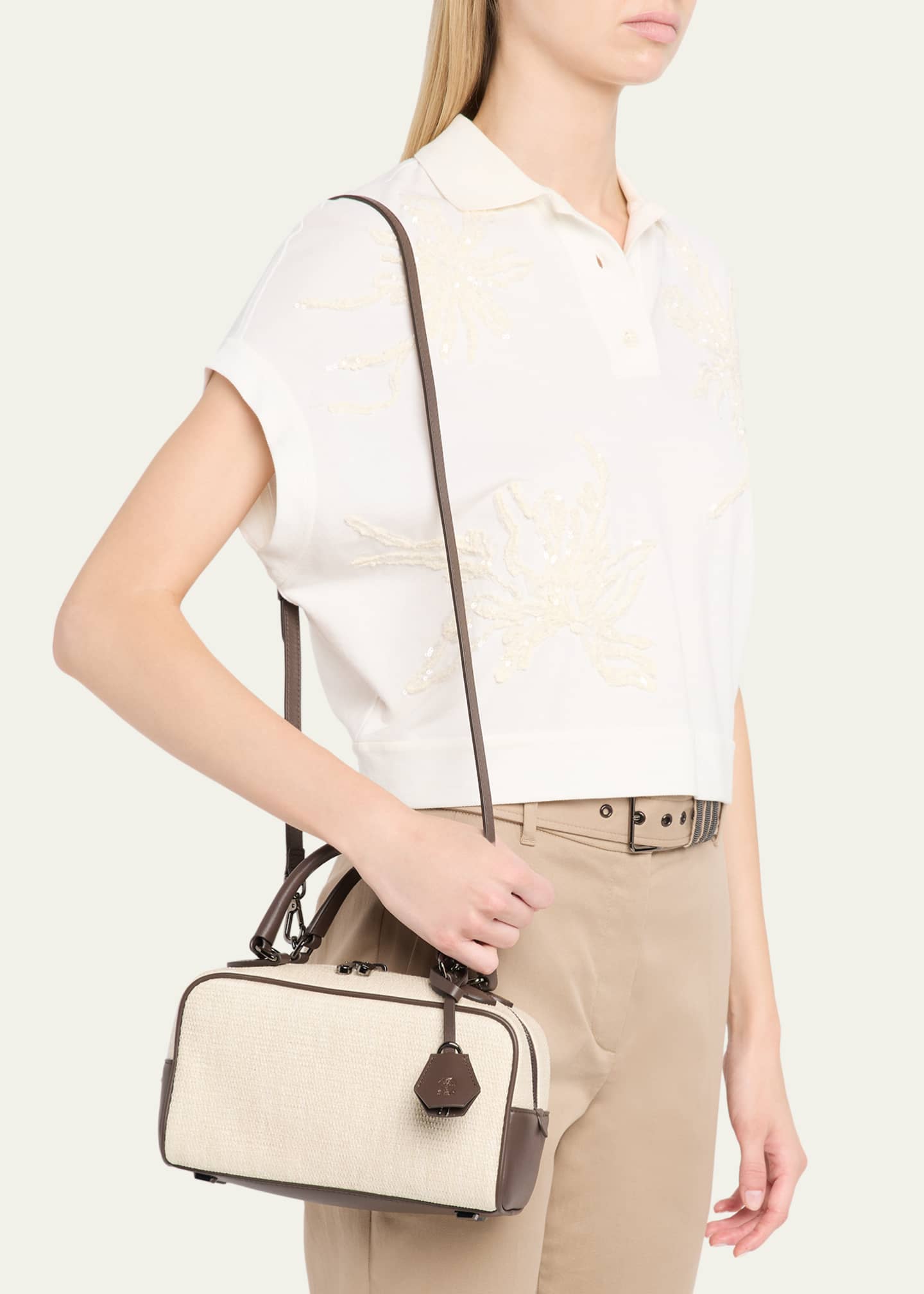 Brunello Cucinelli Explorer Techno Raffia & Leather Crossbody Bag ...