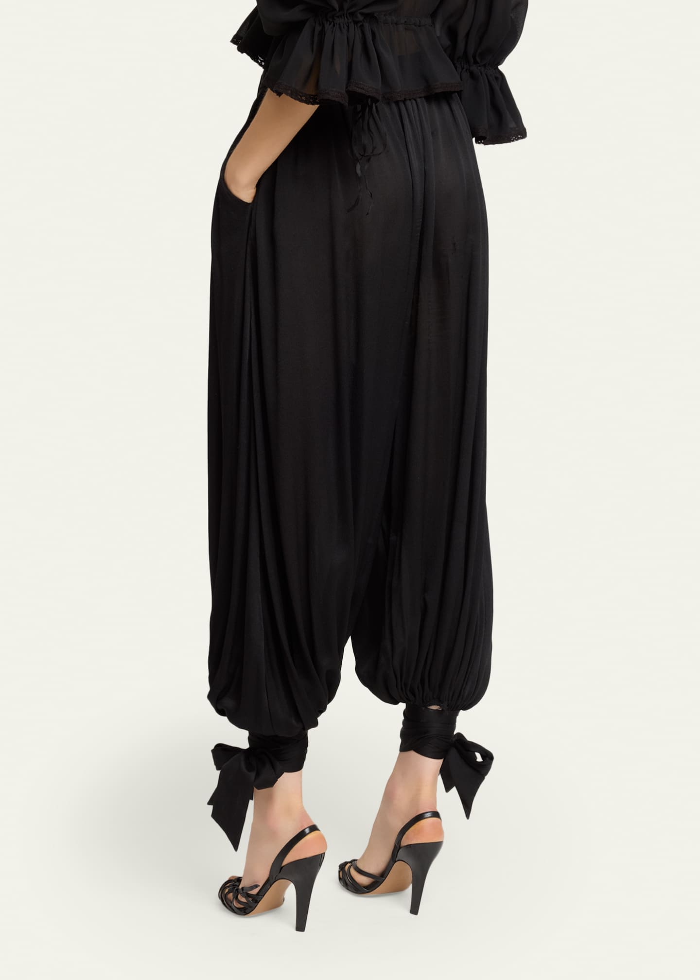 Chloe Silk Charmeuse Balloon-Leg Ankle Trousers - Bergdorf Goodman