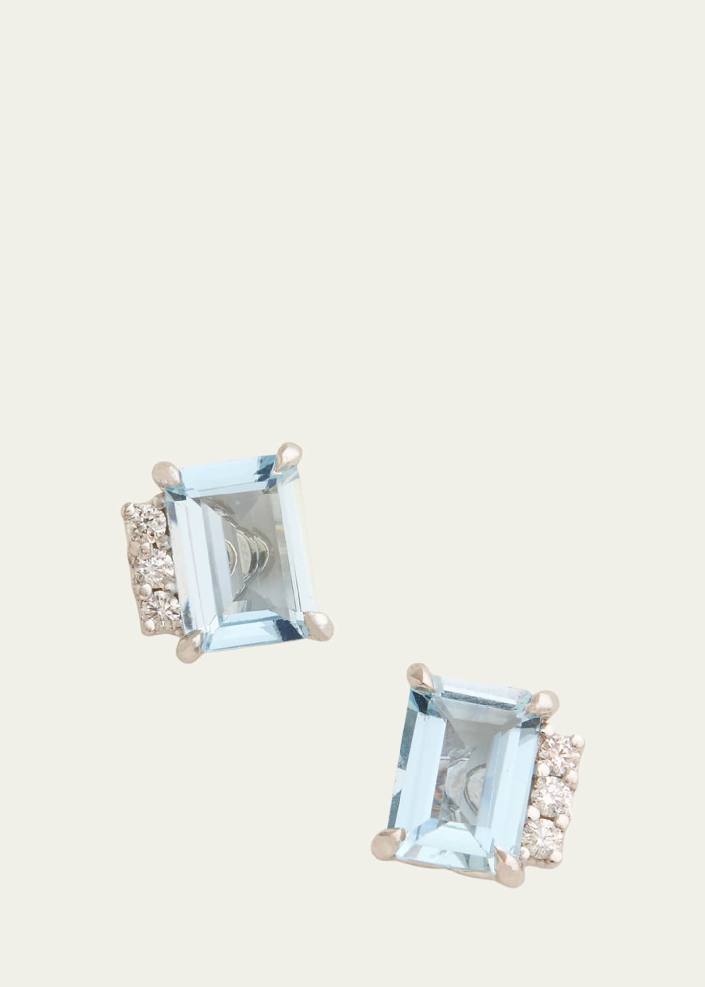 Jamie Wolf 18K White Gold Asymmetrical Emerald Cut Stud Earrings with ...
