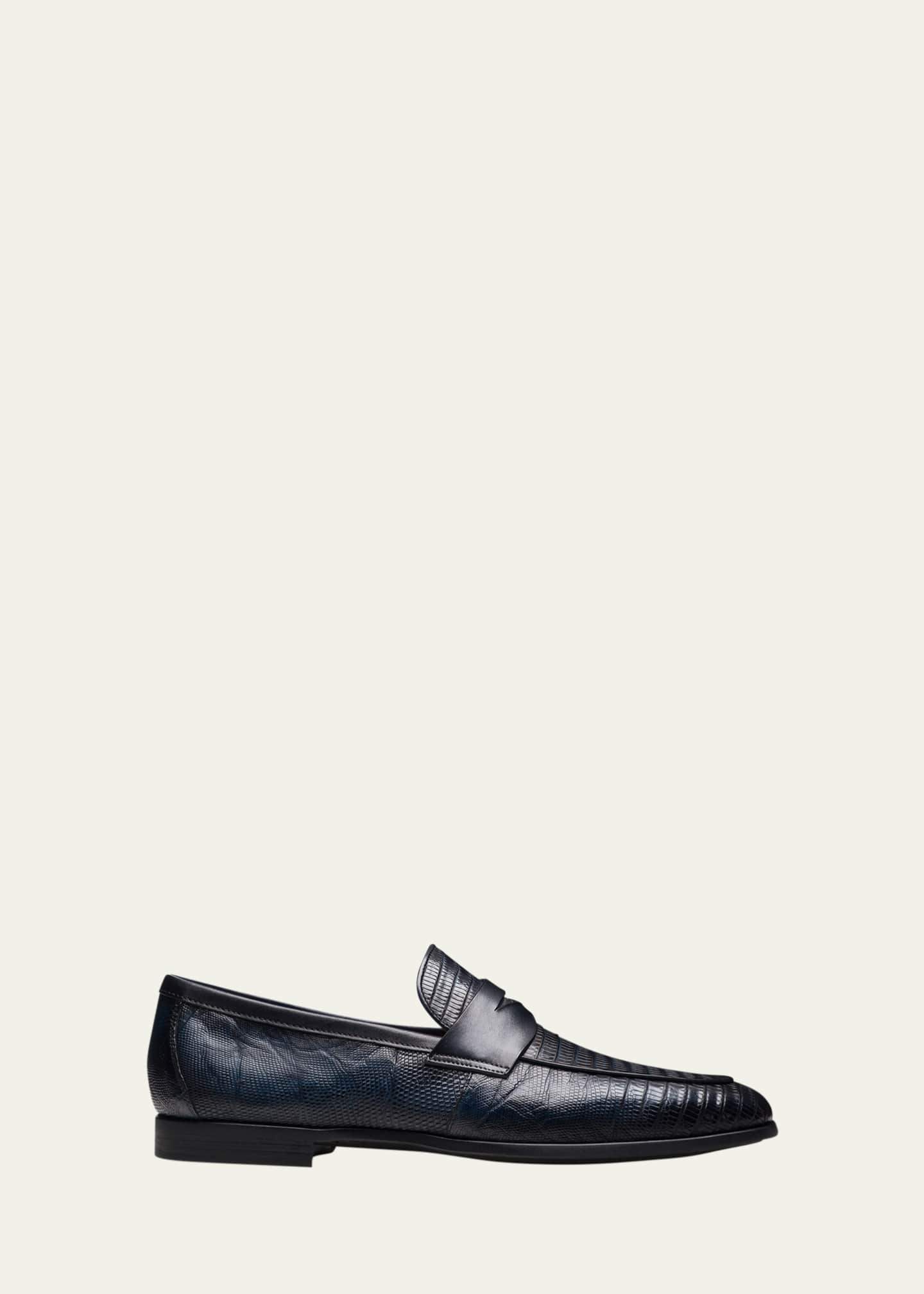 Magnanni Vincente Lizard Leather Penny Loafers - Bergdorf Goodman