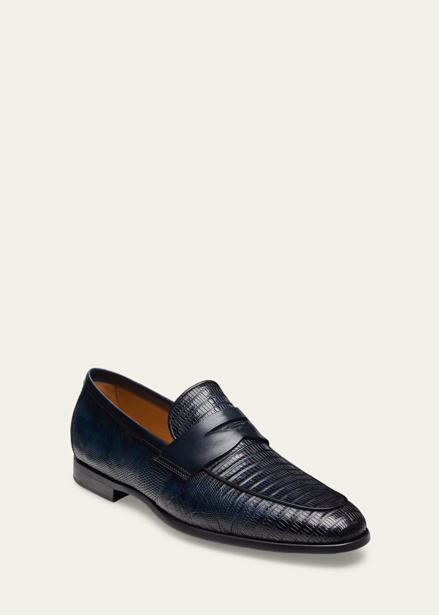 Magnanni Vincente Lizard Leather Penny Loafers - Bergdorf Goodman