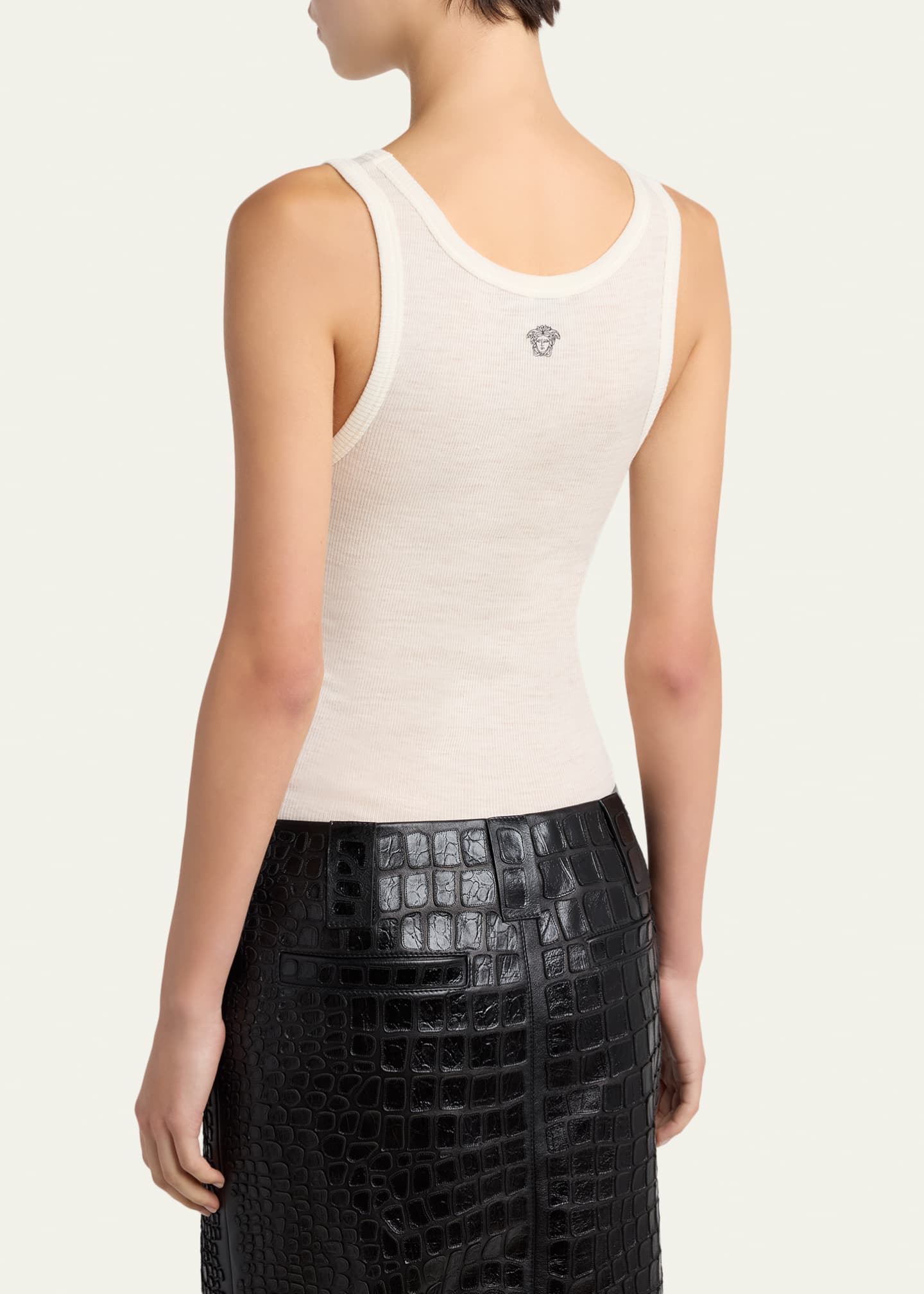 Versace Scoop-Neck Ribbed Wool Tank Top - Bergdorf Goodman
