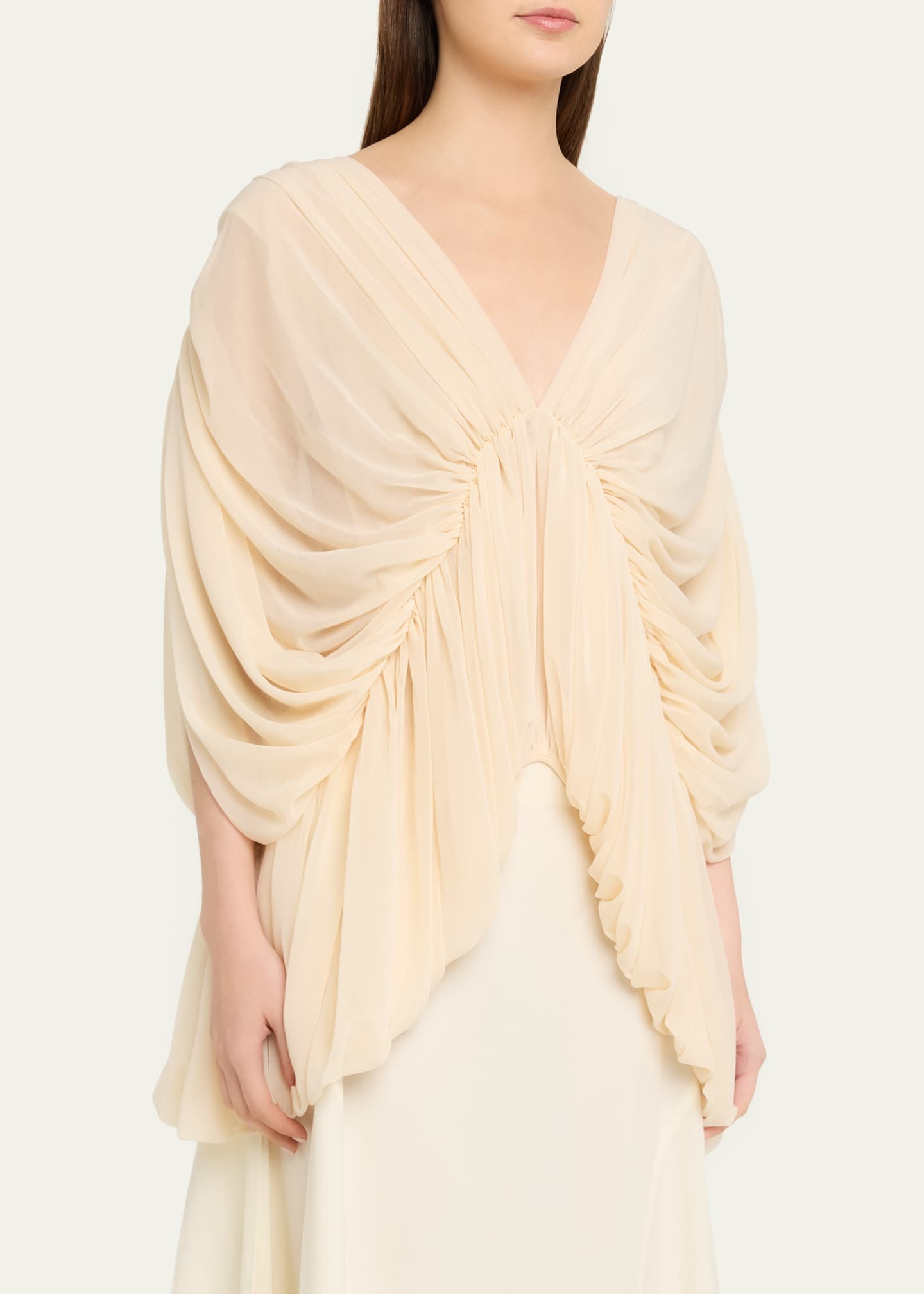 Ronny Kobo Lenore Draped Deep V-Neck Top - Bergdorf Goodman