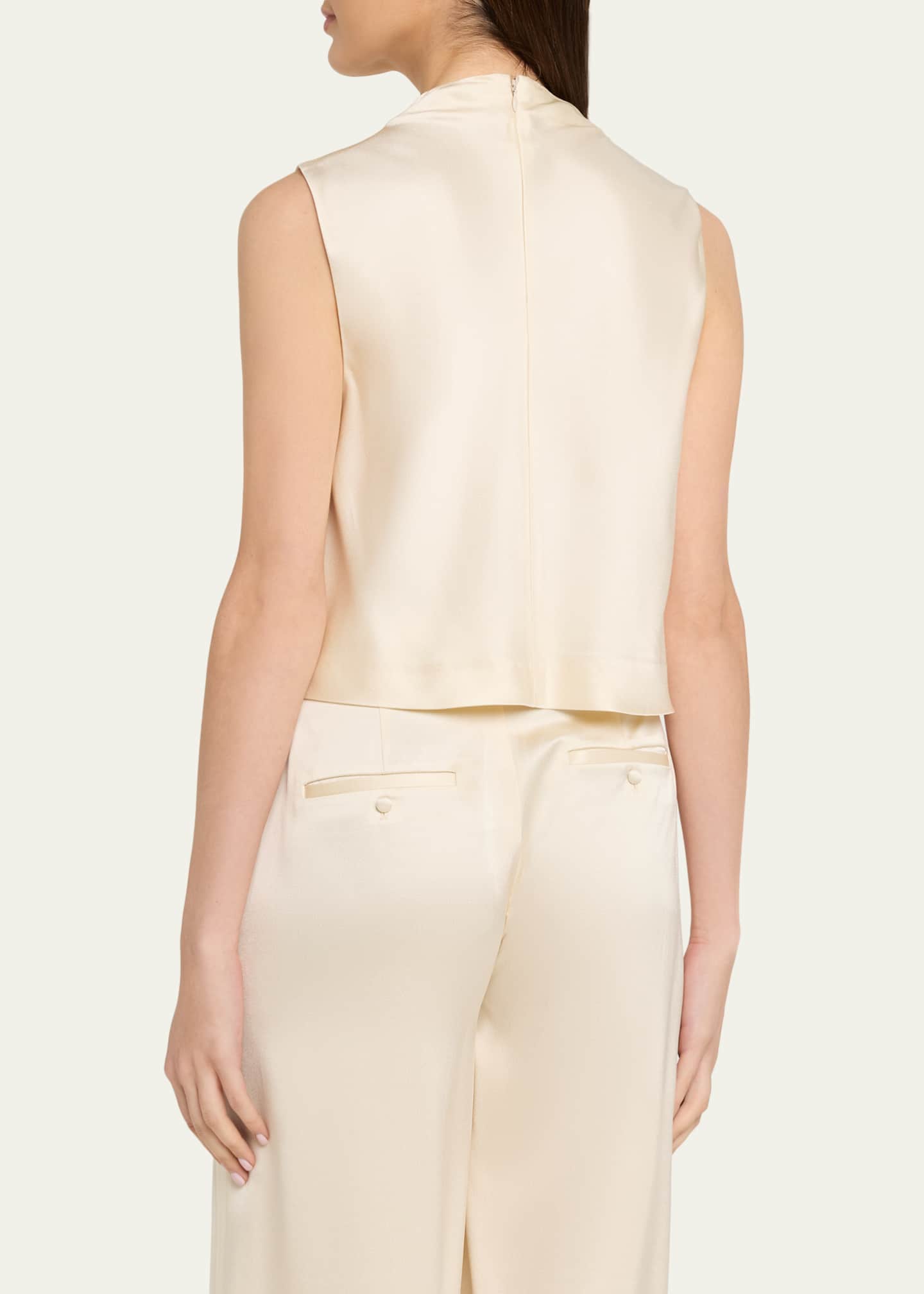 Vince Cropped Satin Cowl-Neck Top - Bergdorf Goodman