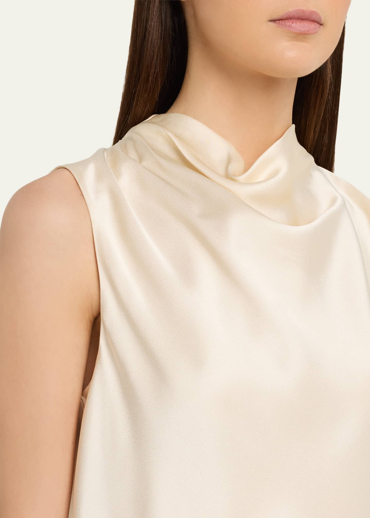 Vince Cropped Satin Cowl-Neck Top - Bergdorf Goodman
