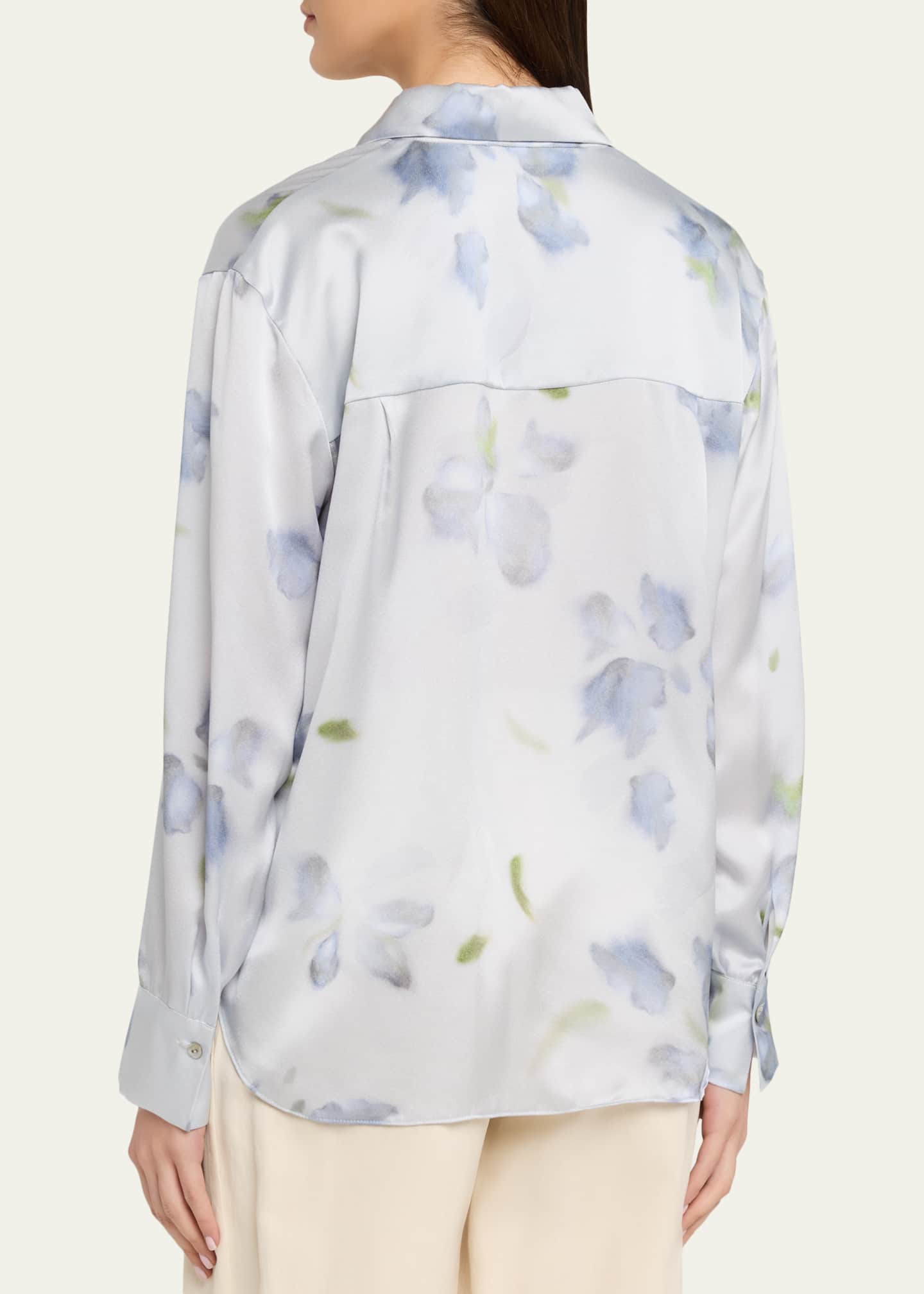 Vince Floral Blur Silk-Satin Blouse - Bergdorf Goodman