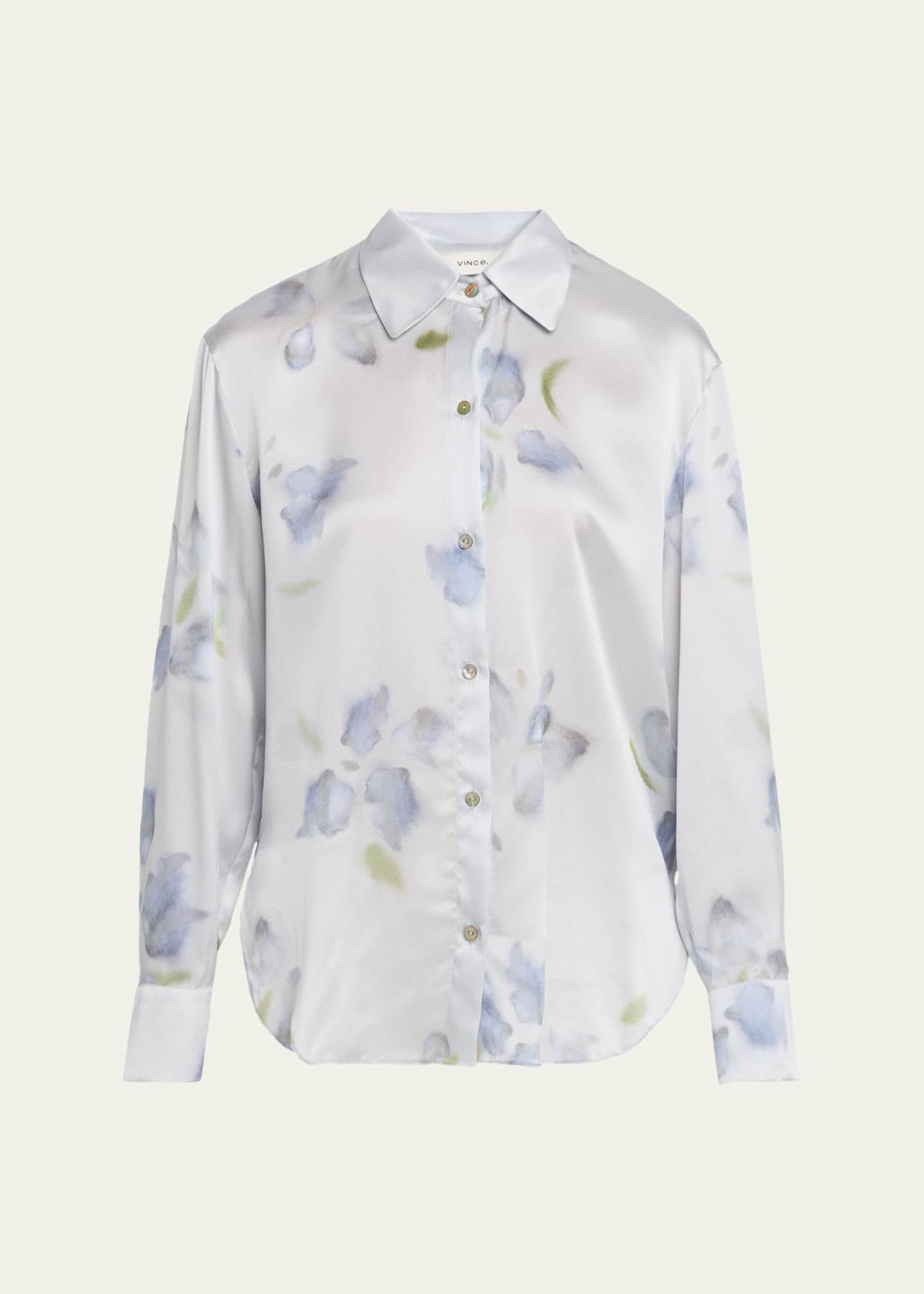 Vince Floral Blur Silk-Satin Blouse - Bergdorf Goodman