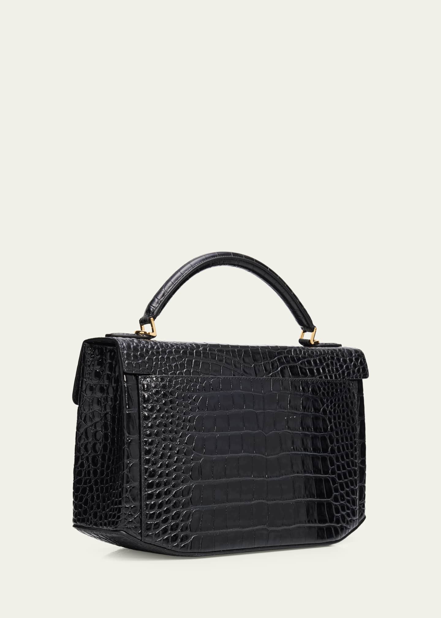 Toteme Box Croc-Embossed Leather Top-Handle Bag - Bergdorf Goodman