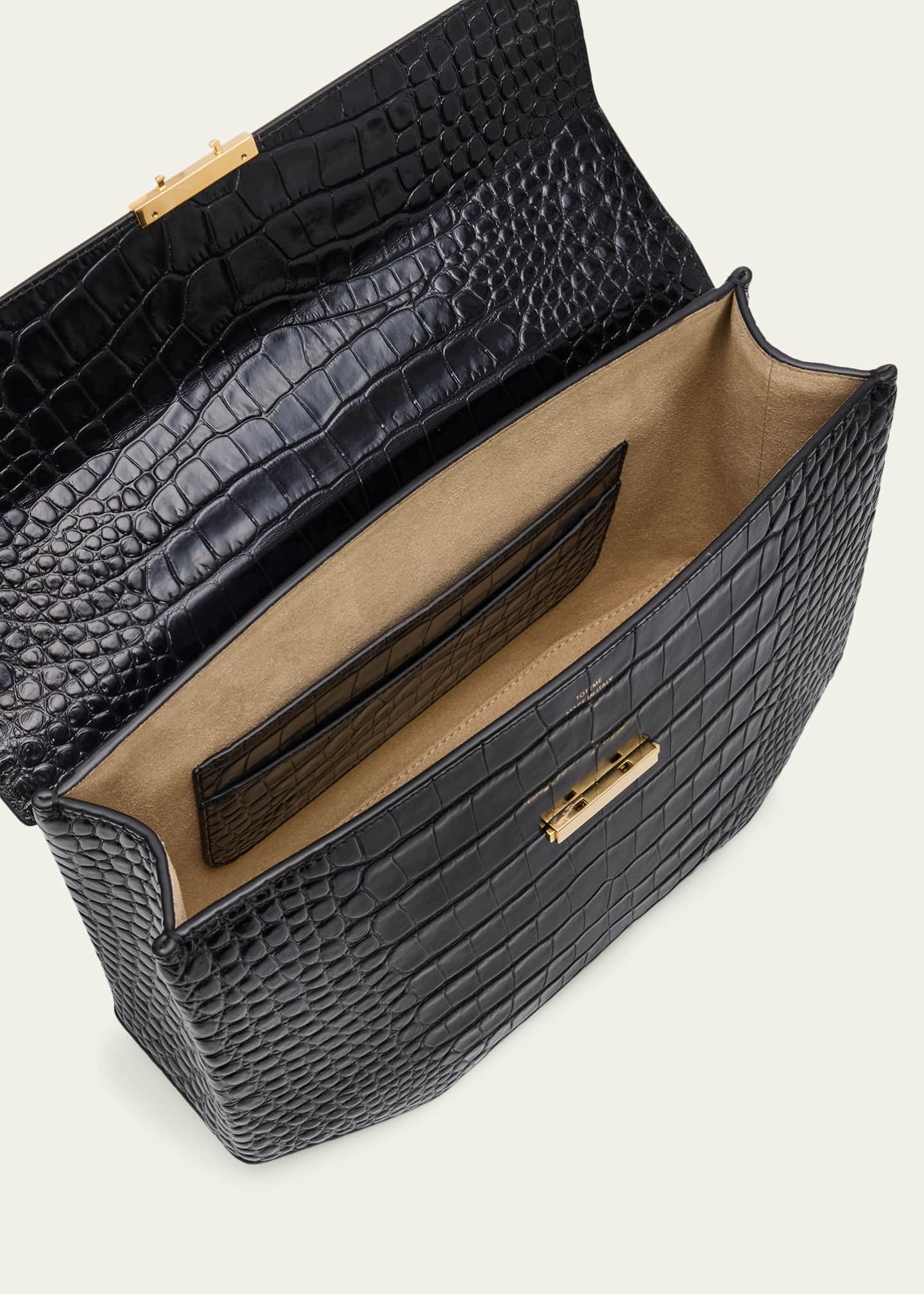 Toteme Box Croc-Embossed Leather Top-Handle Bag - Bergdorf Goodman