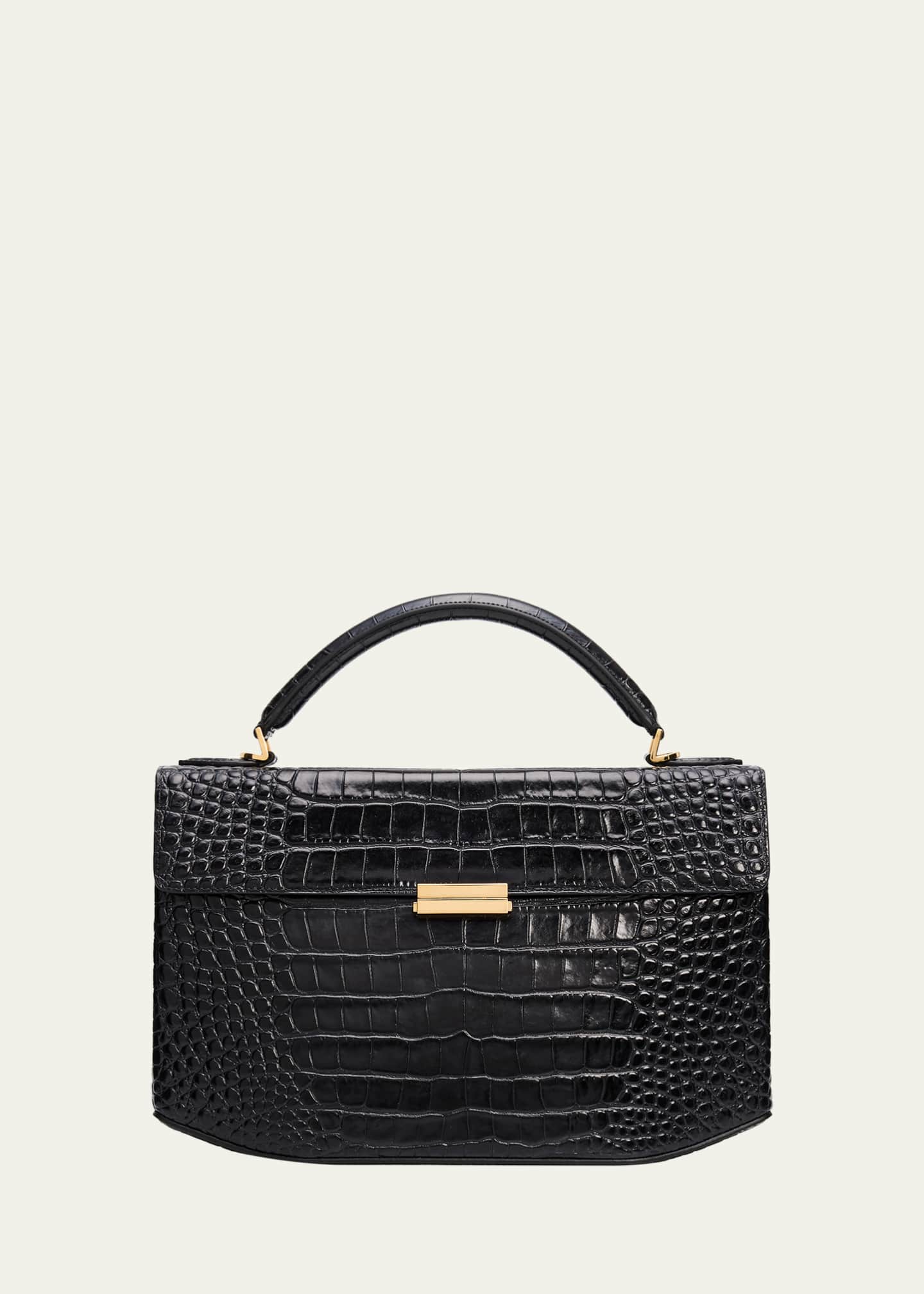 Toteme Box Croc-Embossed Leather Top-Handle Bag - Bergdorf Goodman