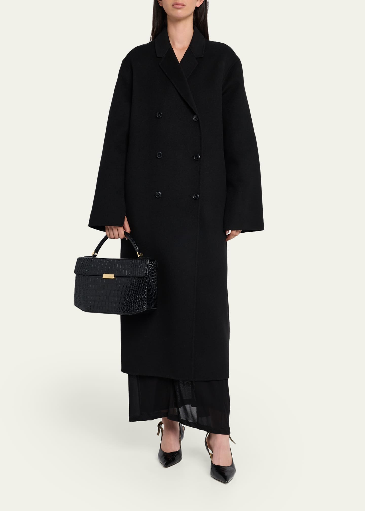 Toteme Box Croc-Embossed Leather Top-Handle Bag - Bergdorf Goodman