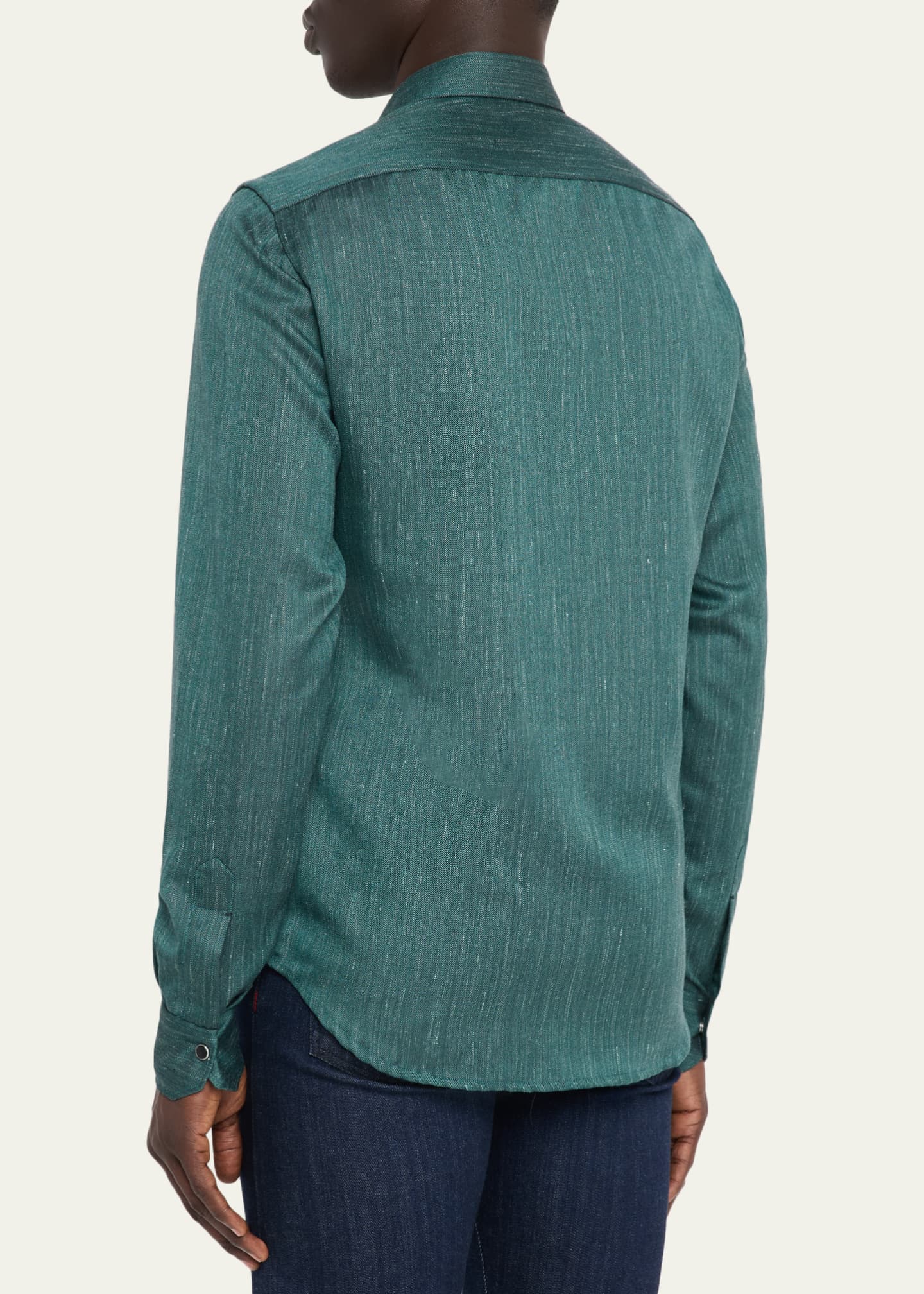 Kiton Men's Cashmere, Wool and Silk Snap-Placket Shirt - Bergdorf Goodman