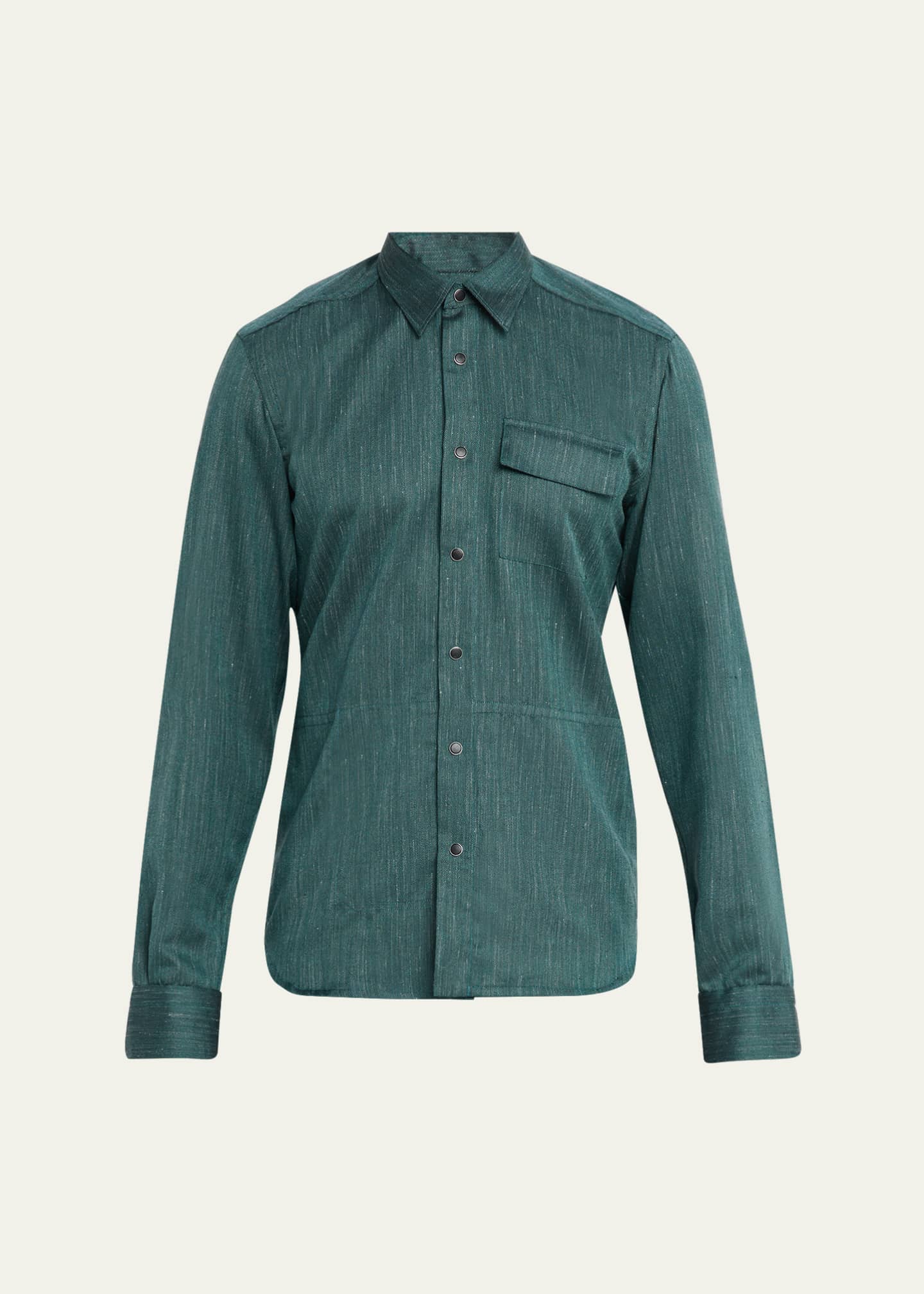 Kiton Men's Cashmere, Wool and Silk Snap-Placket Shirt - Bergdorf Goodman