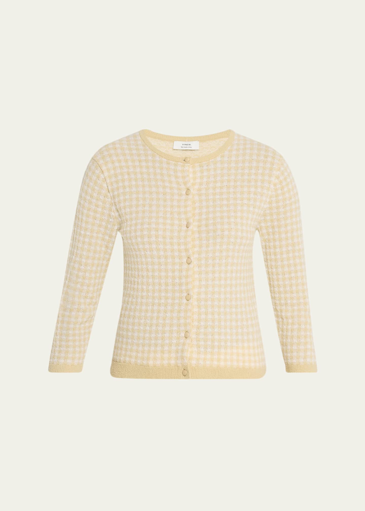 Vince Gingham Knit Cardigan - Bergdorf Goodman