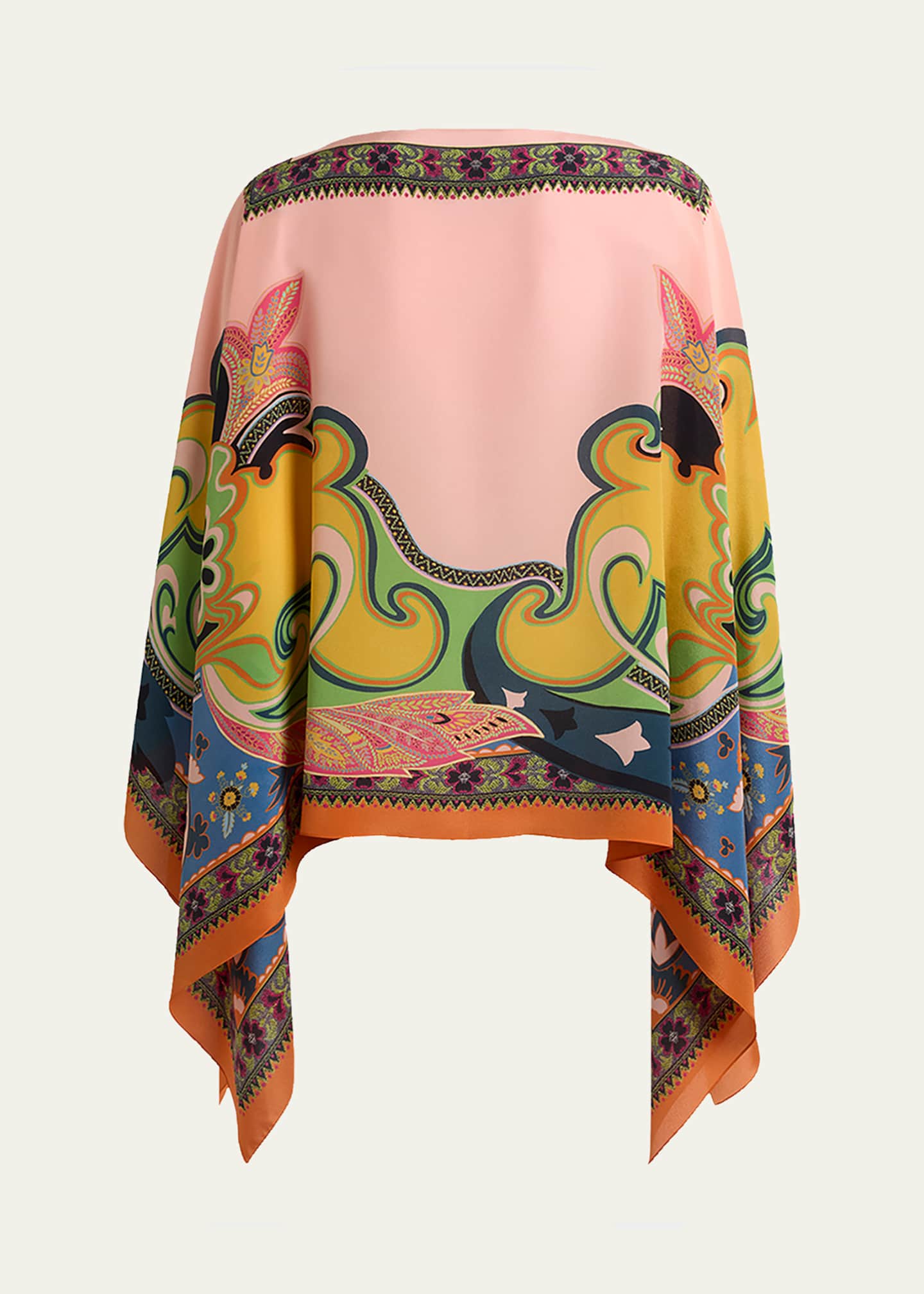 Etro Paisley-Print Silk Poncho - Bergdorf Goodman