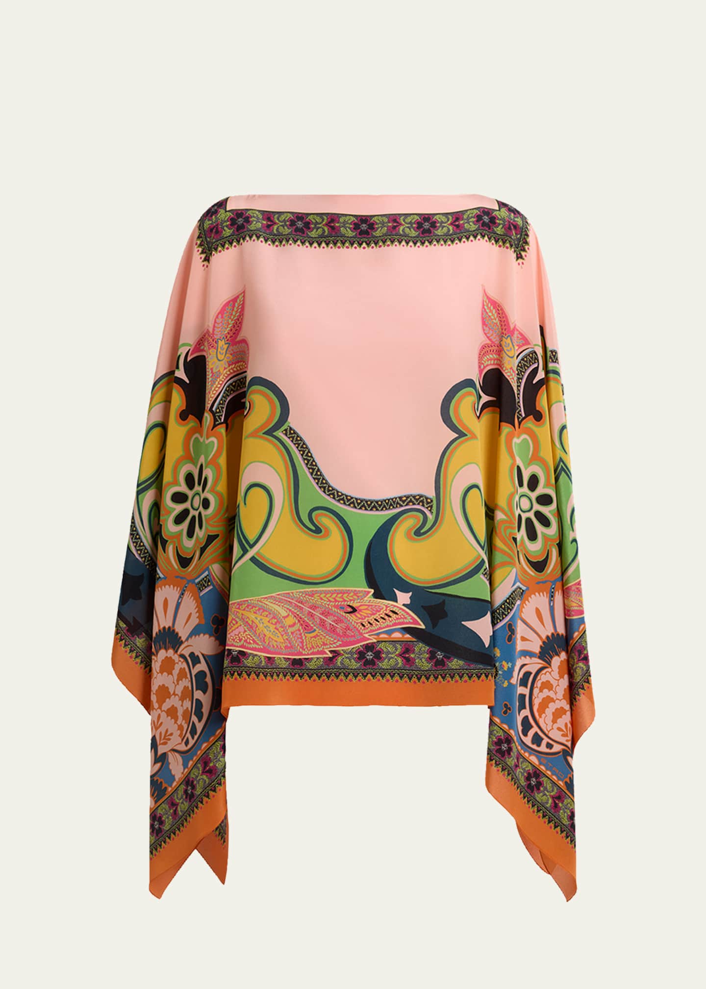 Etro Paisley-Print Silk Poncho - Bergdorf Goodman