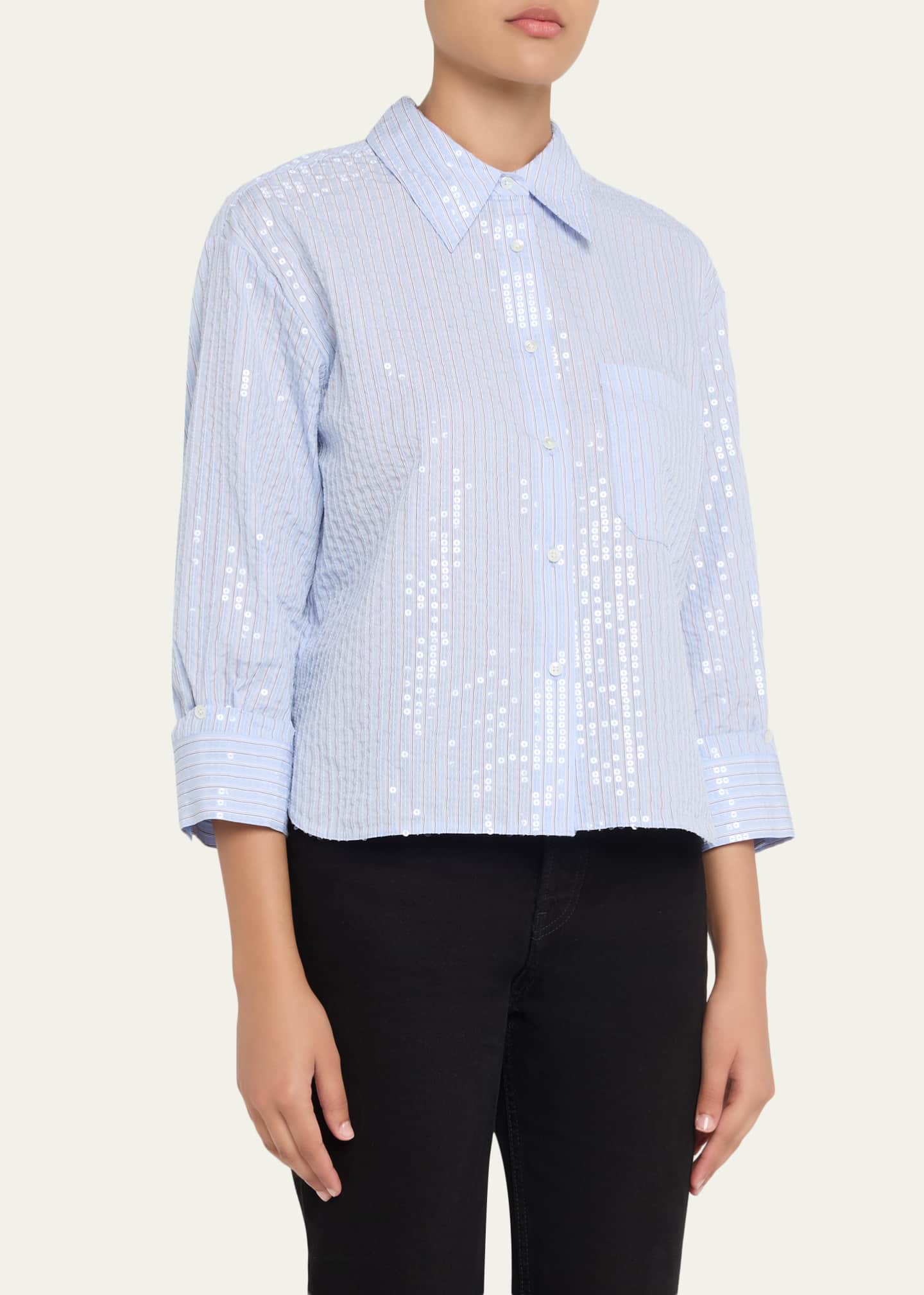 TWP J.D. Sequined Striped Shirt - Bergdorf Goodman