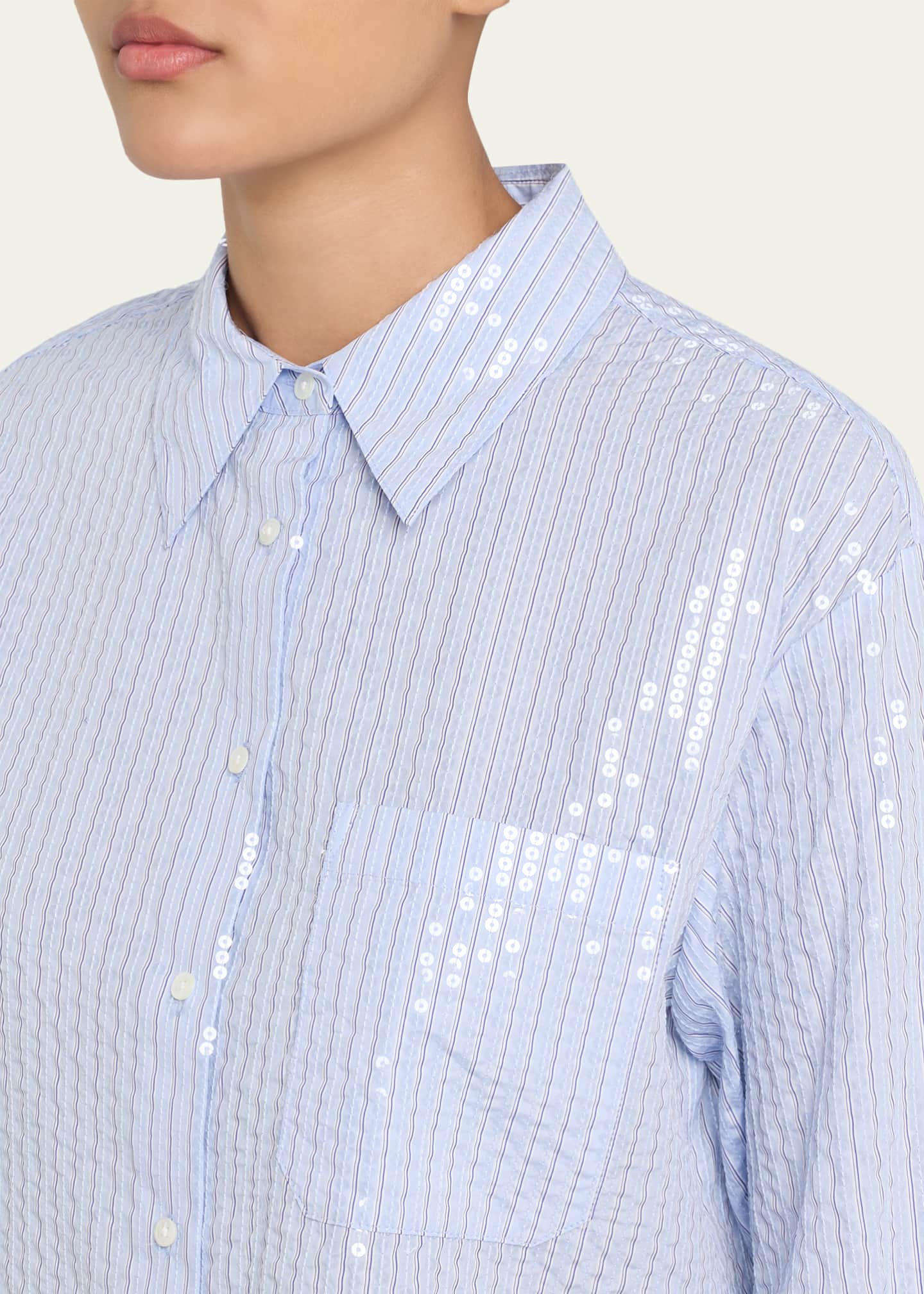 TWP J.D. Sequined Striped Shirt - Bergdorf Goodman