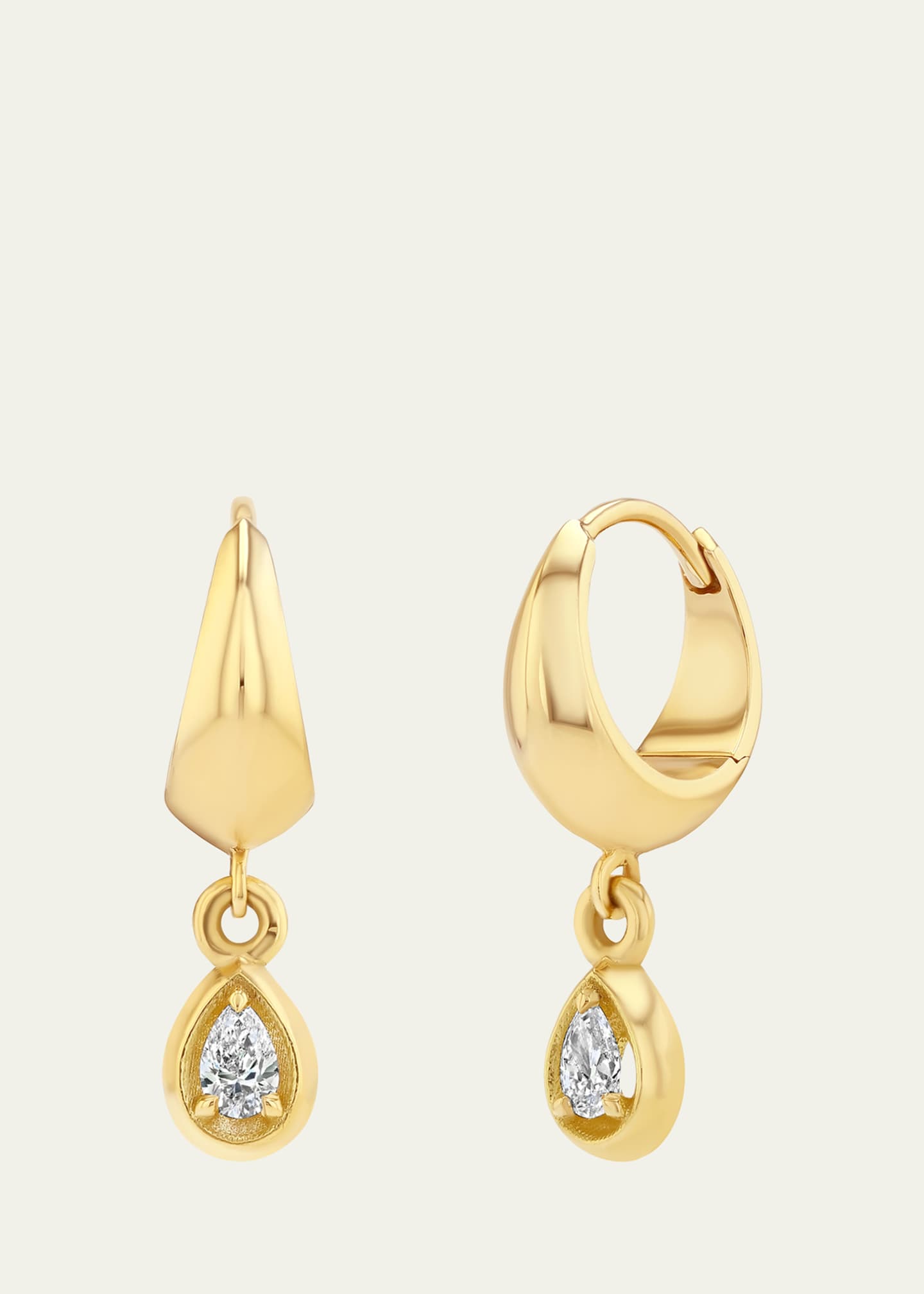 Lizzie Mandler Fine Jewelry Crescent Hoop Earring with Diamond Pear ...
