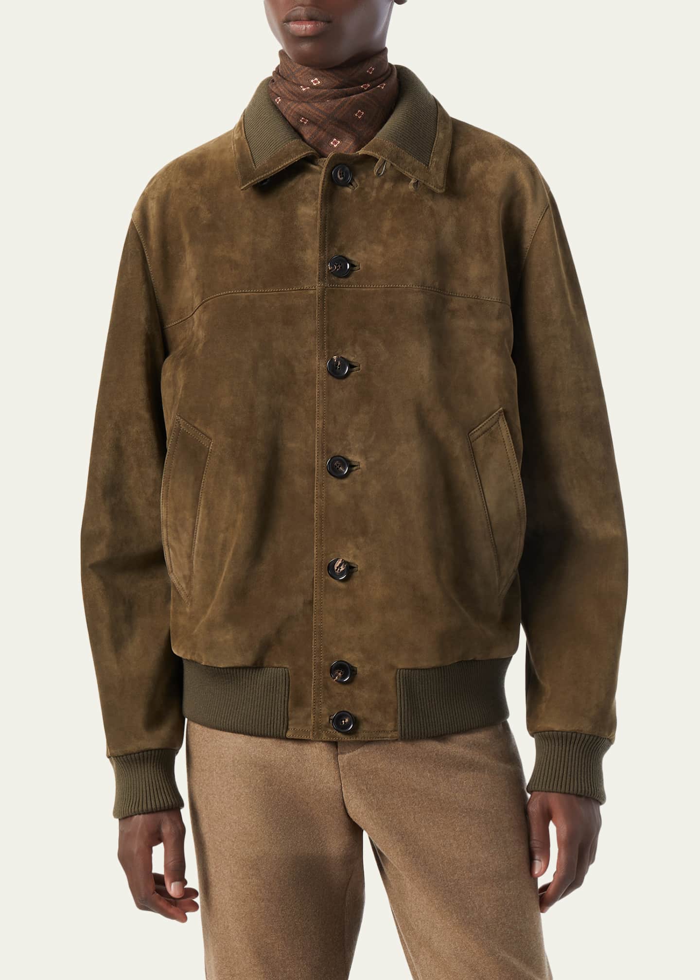 Loro Piana Men's Maremma Suede Bomber Jacket - Bergdorf Goodman