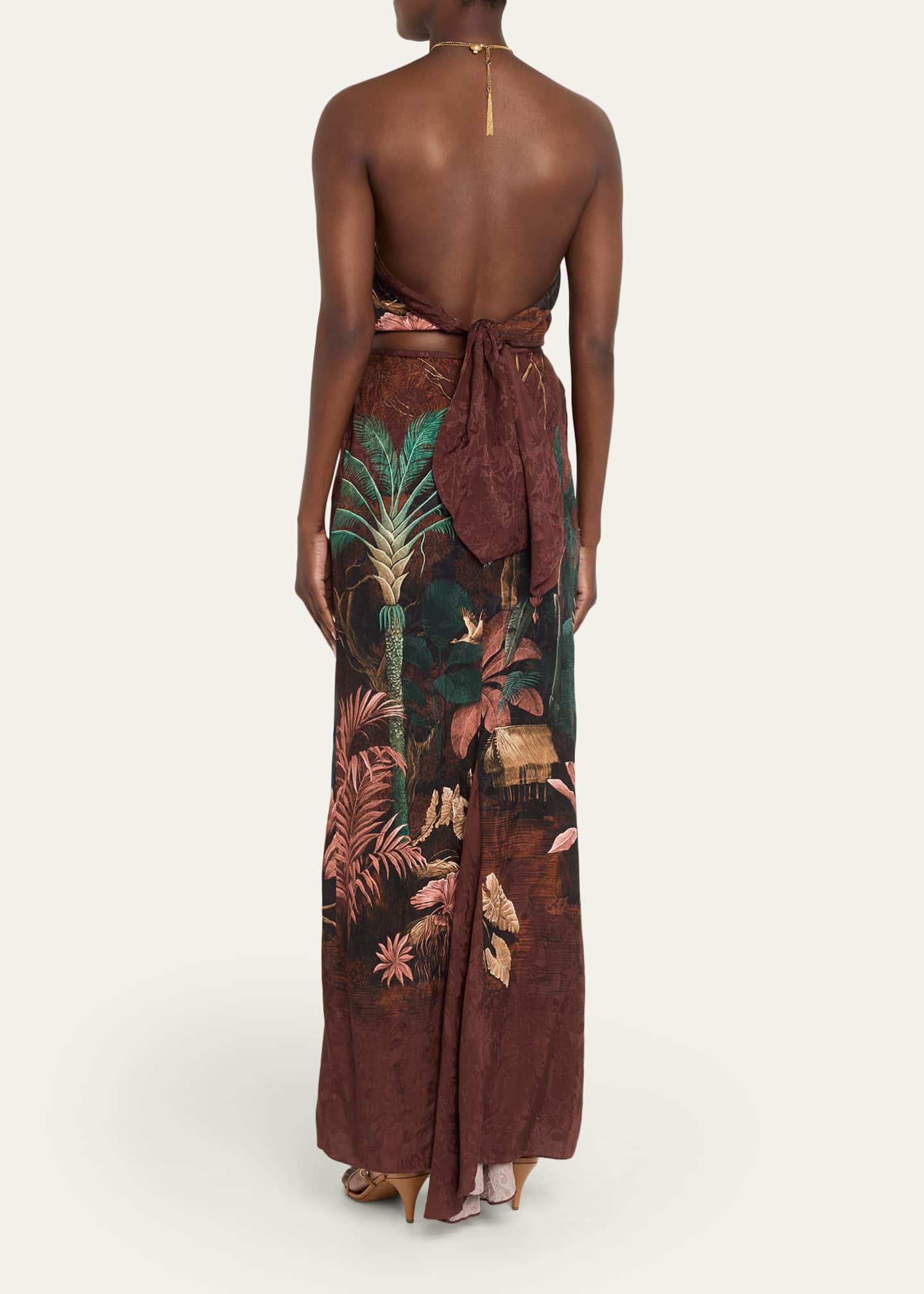 Johanna Ortiz Wild Horizons Twisted Necklace Halter Maxi Dress ...