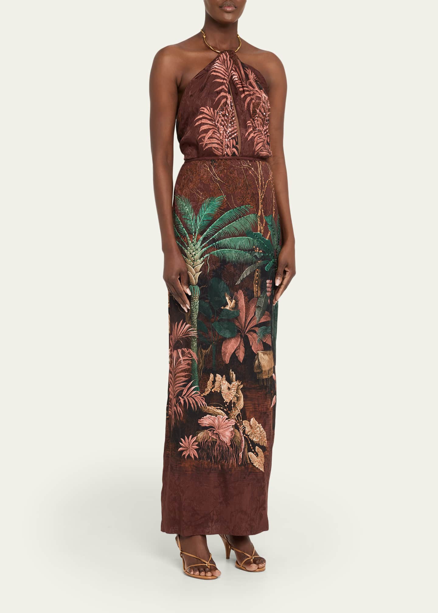 Johanna Ortiz Wild Horizons Twisted Necklace Halter Maxi Dress ...