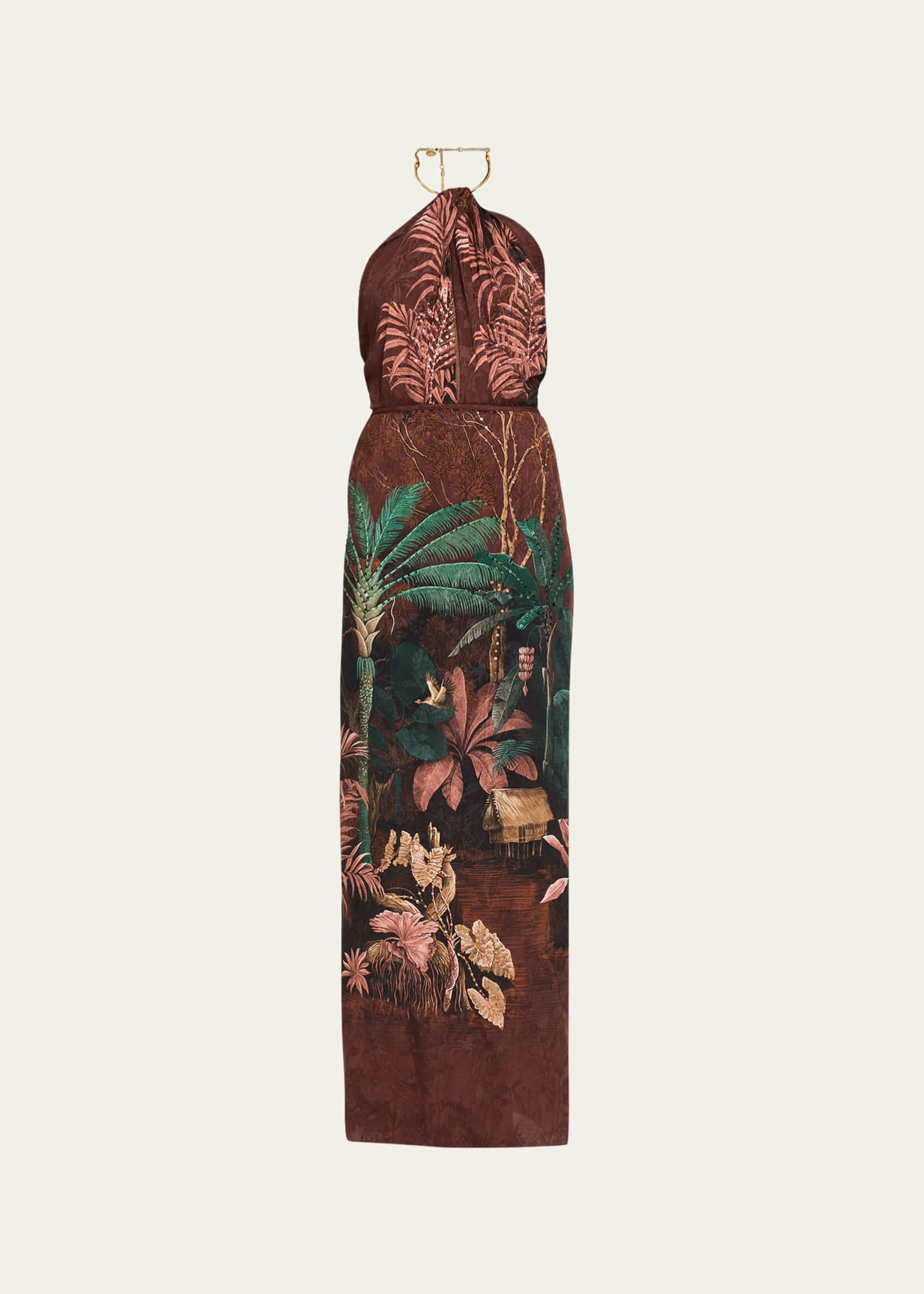 Johanna Ortiz Wild Horizons Twisted Necklace Halter Maxi Dress ...