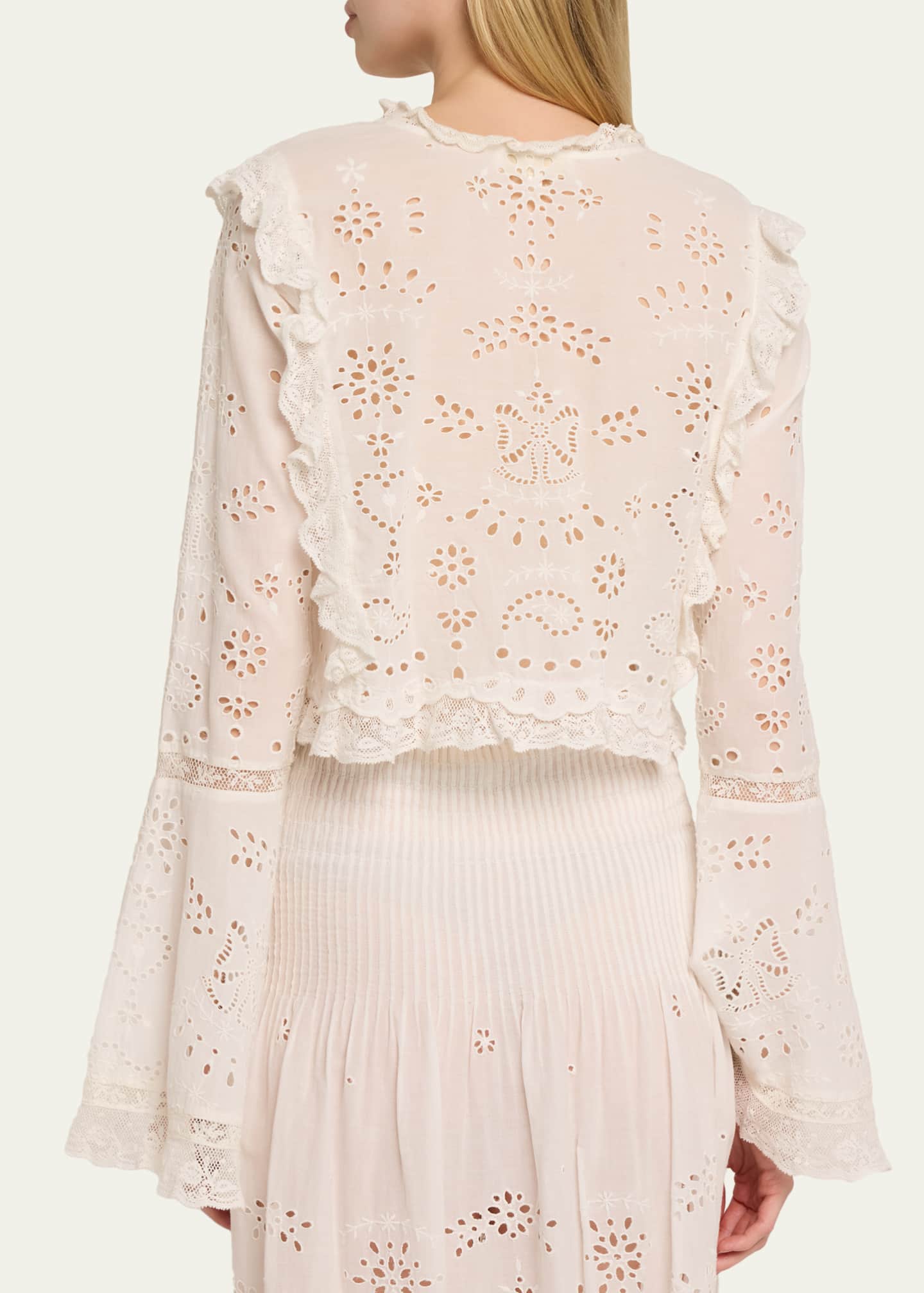 LoveShackFancy Hawthorn Eyelet-Embroidered Top - Bergdorf Goodman