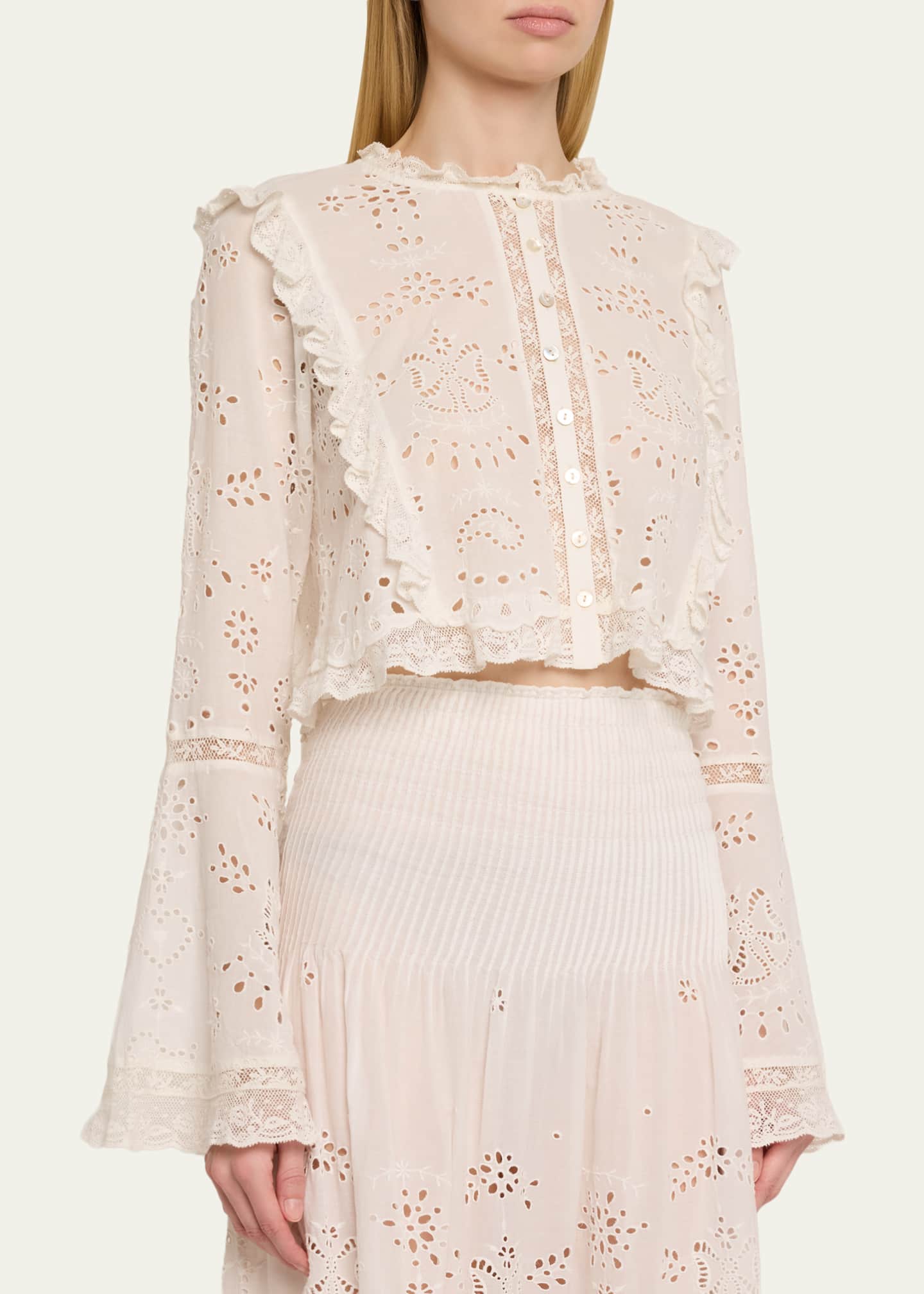 LoveShackFancy Hawthorn Eyelet-Embroidered Top - Bergdorf Goodman