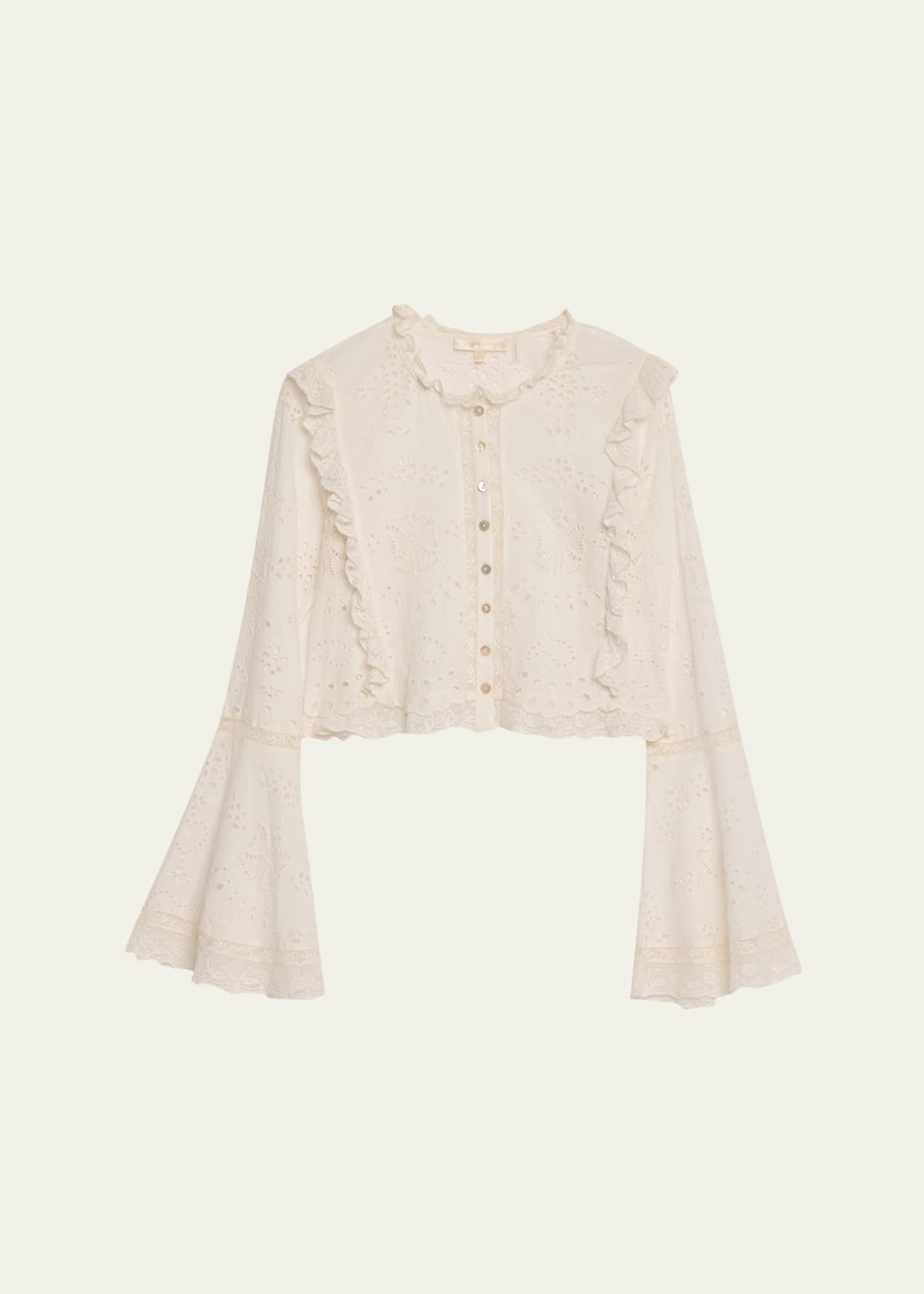 LoveShackFancy Hawthorn Eyelet-Embroidered Top - Bergdorf Goodman