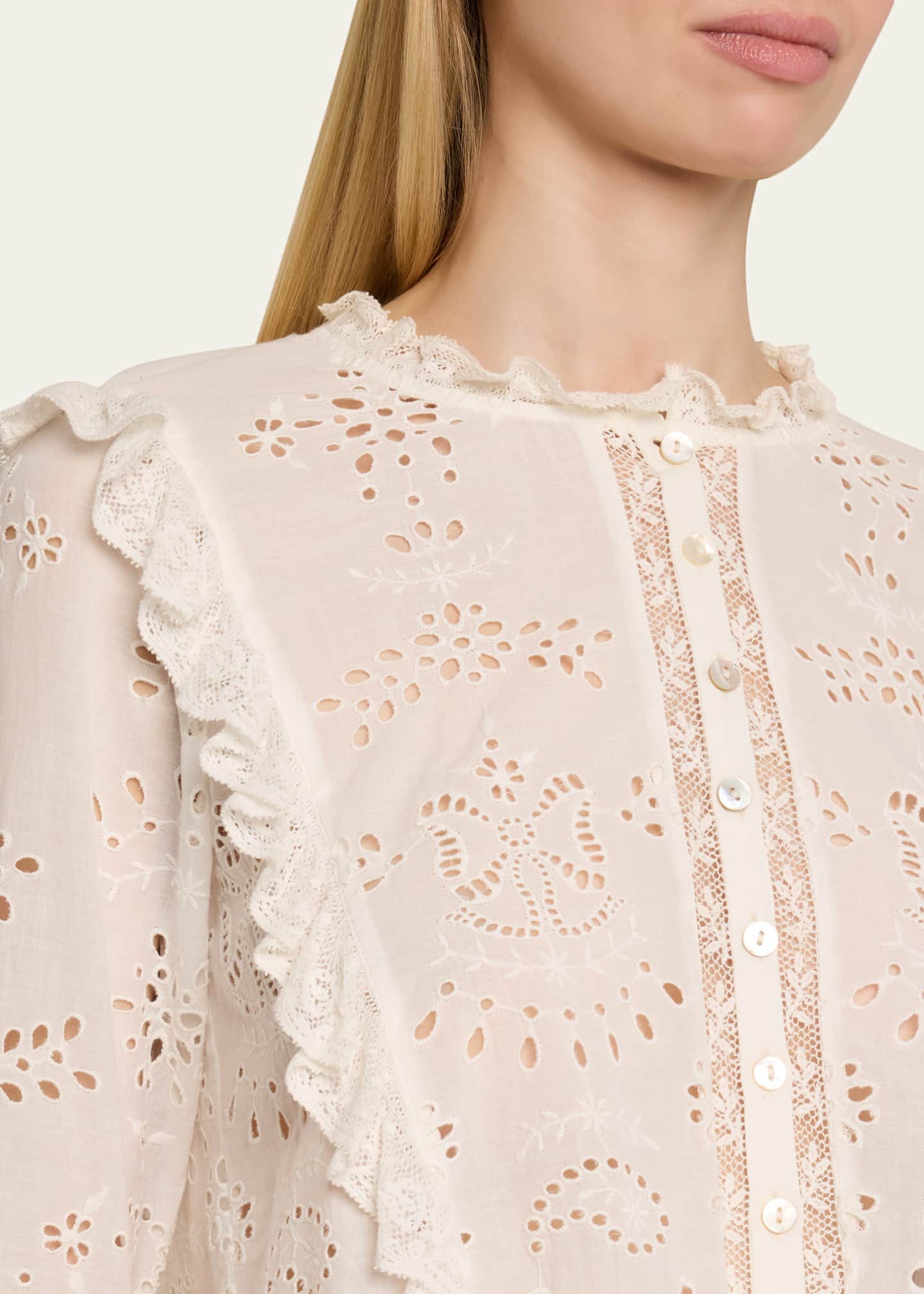 LoveShackFancy Hawthorn Eyelet-Embroidered Top - Bergdorf Goodman