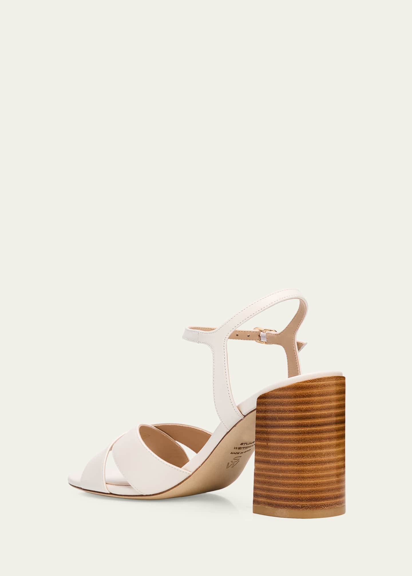 Stuart Weitzman 85mm Alyssa Leather Block-Heel Sandals - Bergdorf Goodman