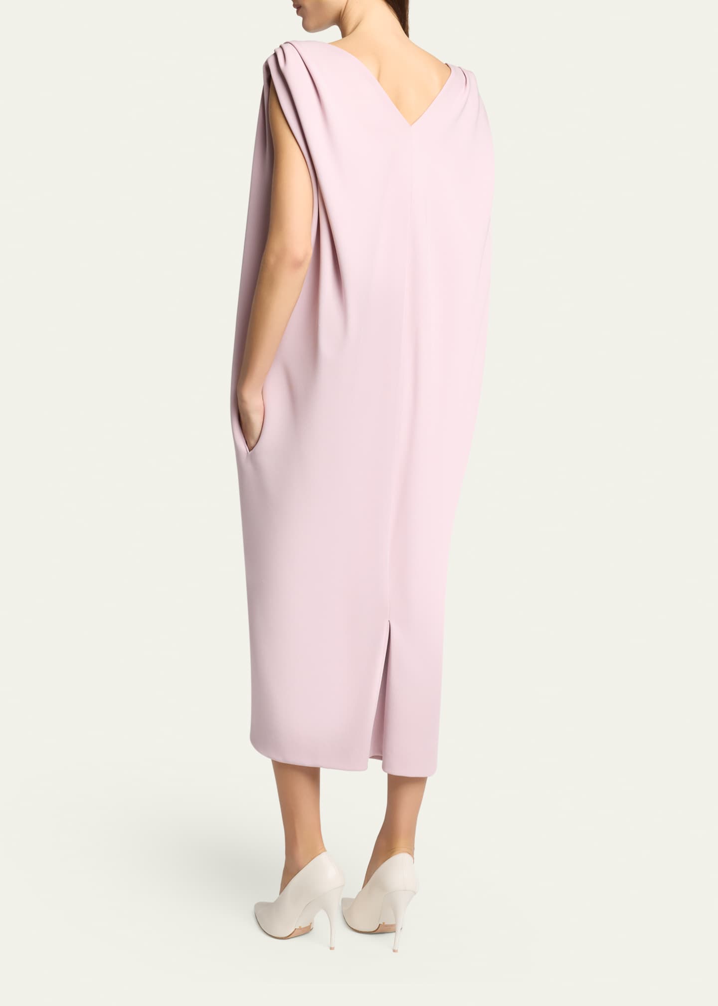 Balenciaga Gathered-Shoulder High-Neck Midi Sack Dress - Bergdorf Goodman