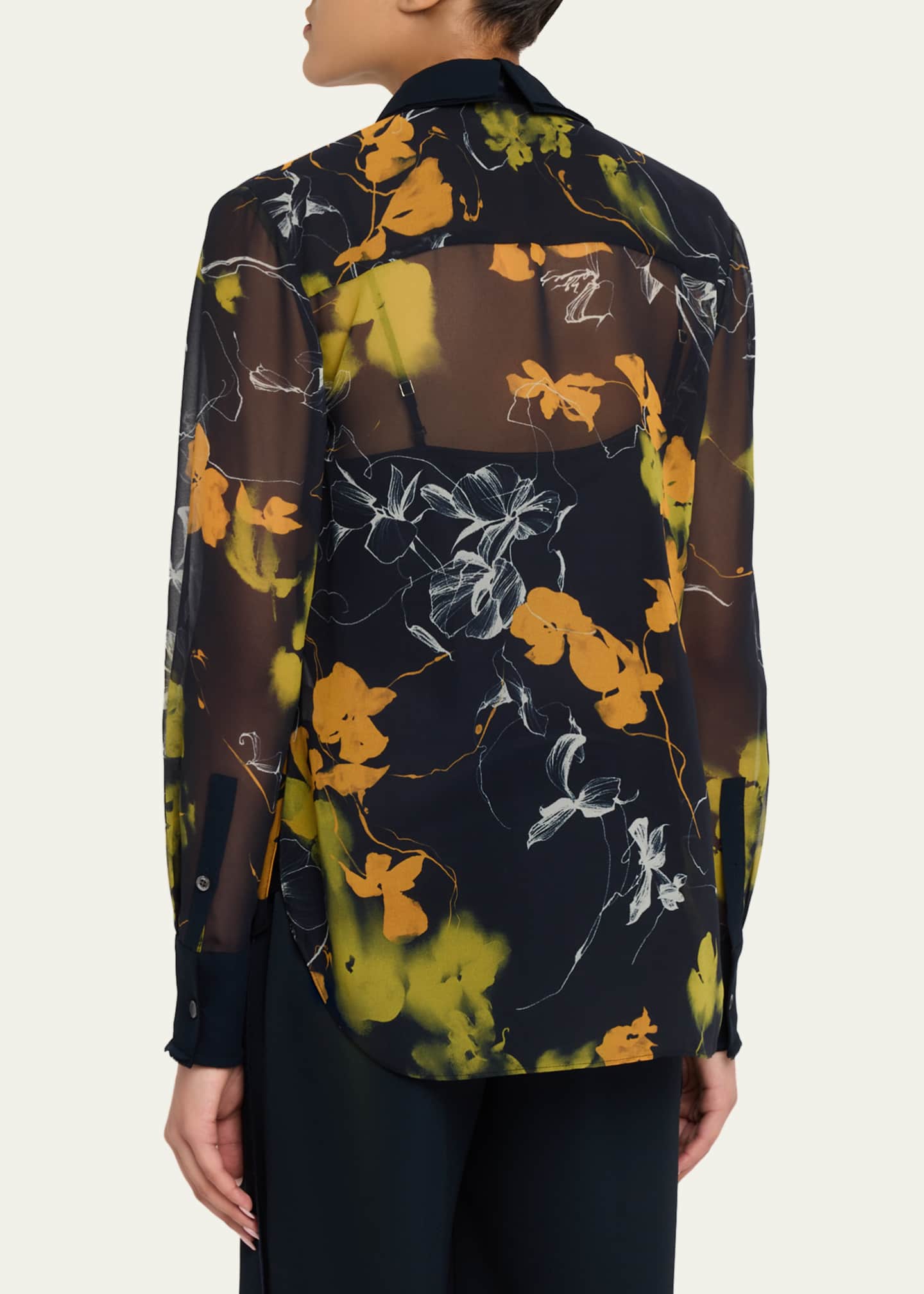 Jason Wu Collection Shadow Floral Crepe De Chine Button-Down Shirt ...