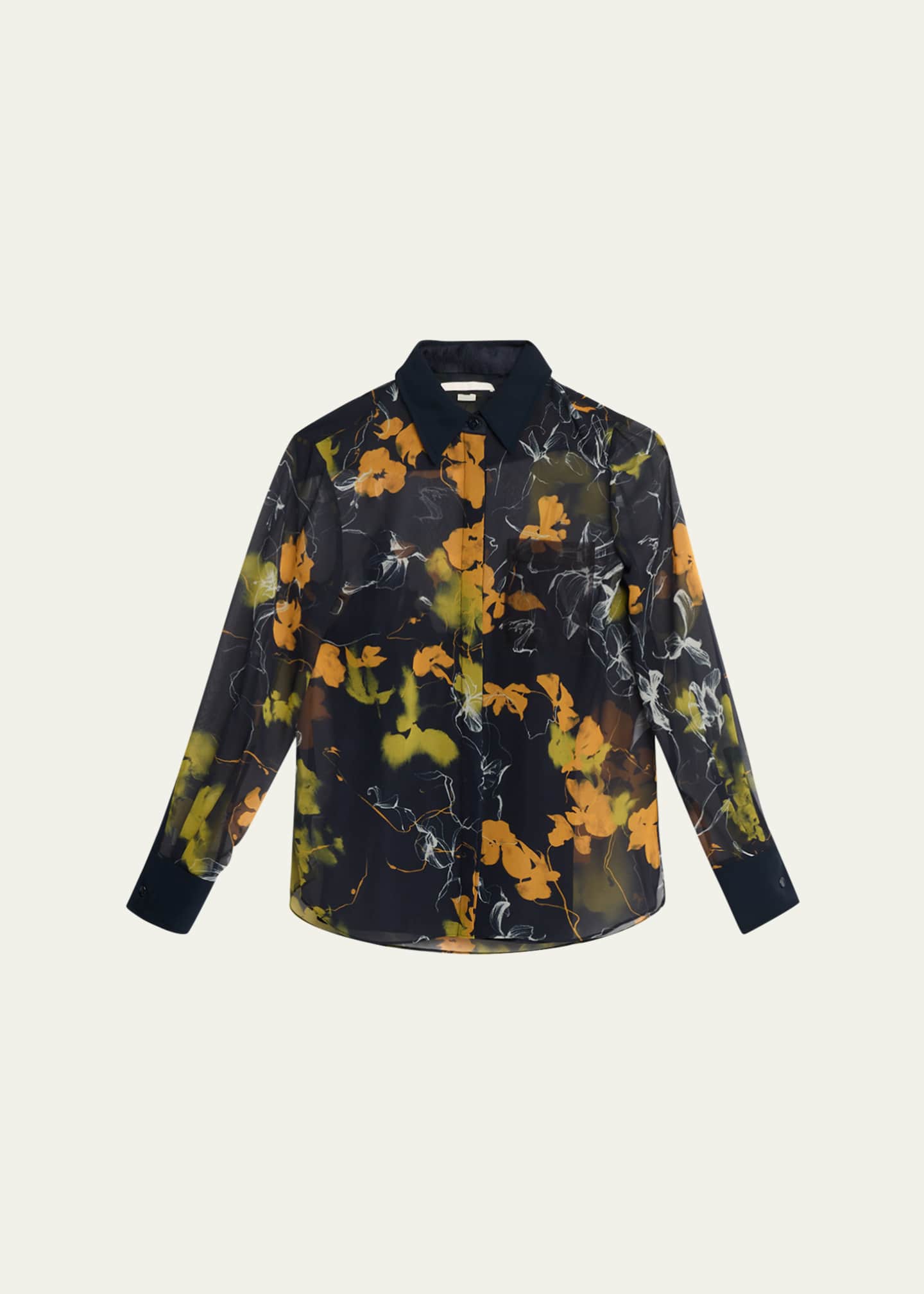 Jason Wu Collection Shadow Floral Crepe De Chine Button-Down Shirt ...