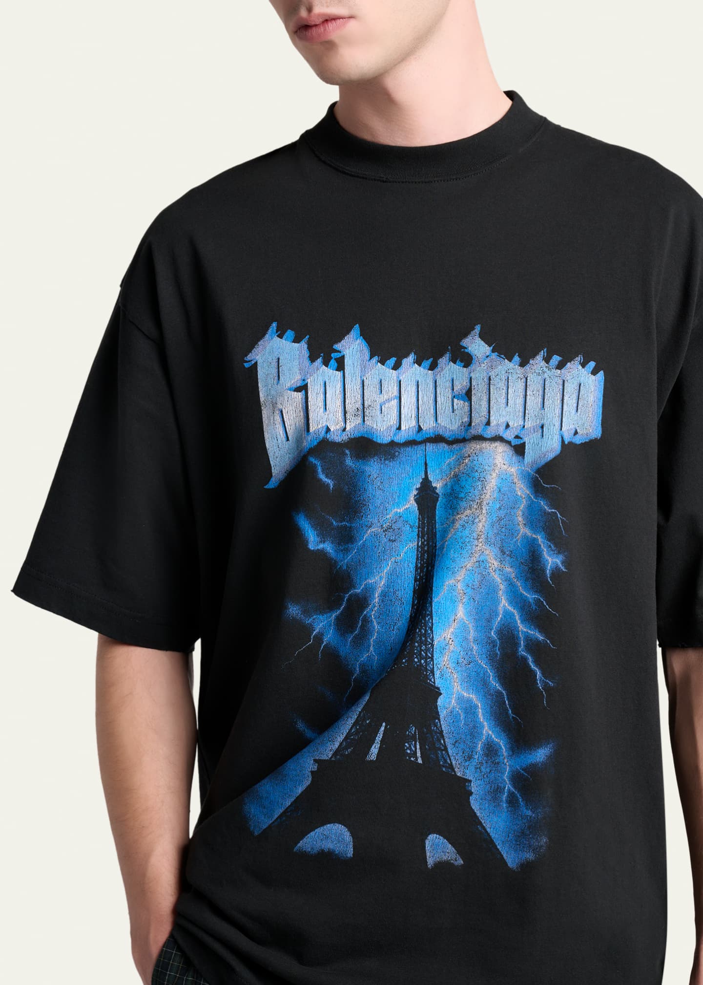 Balenciaga Men's Paris Thunderstorm Oversized T-Shirt - Bergdorf Goodman