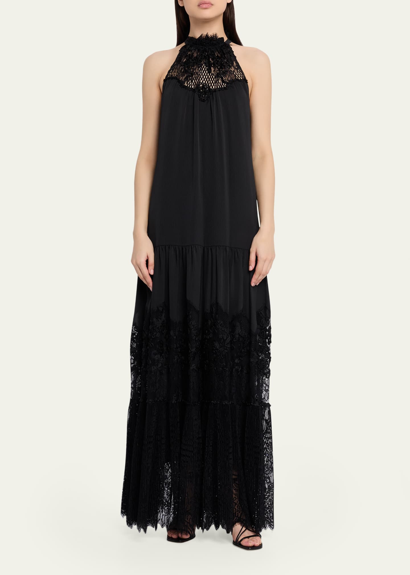 Kobi Halperin Hallee Lace-Inset Halter Maxi Dress - Bergdorf Goodman