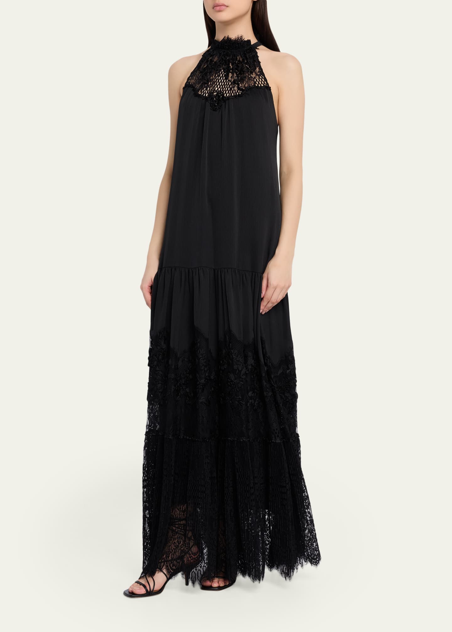 Kobi Halperin Hallee Lace-Inset Halter Maxi Dress - Bergdorf Goodman
