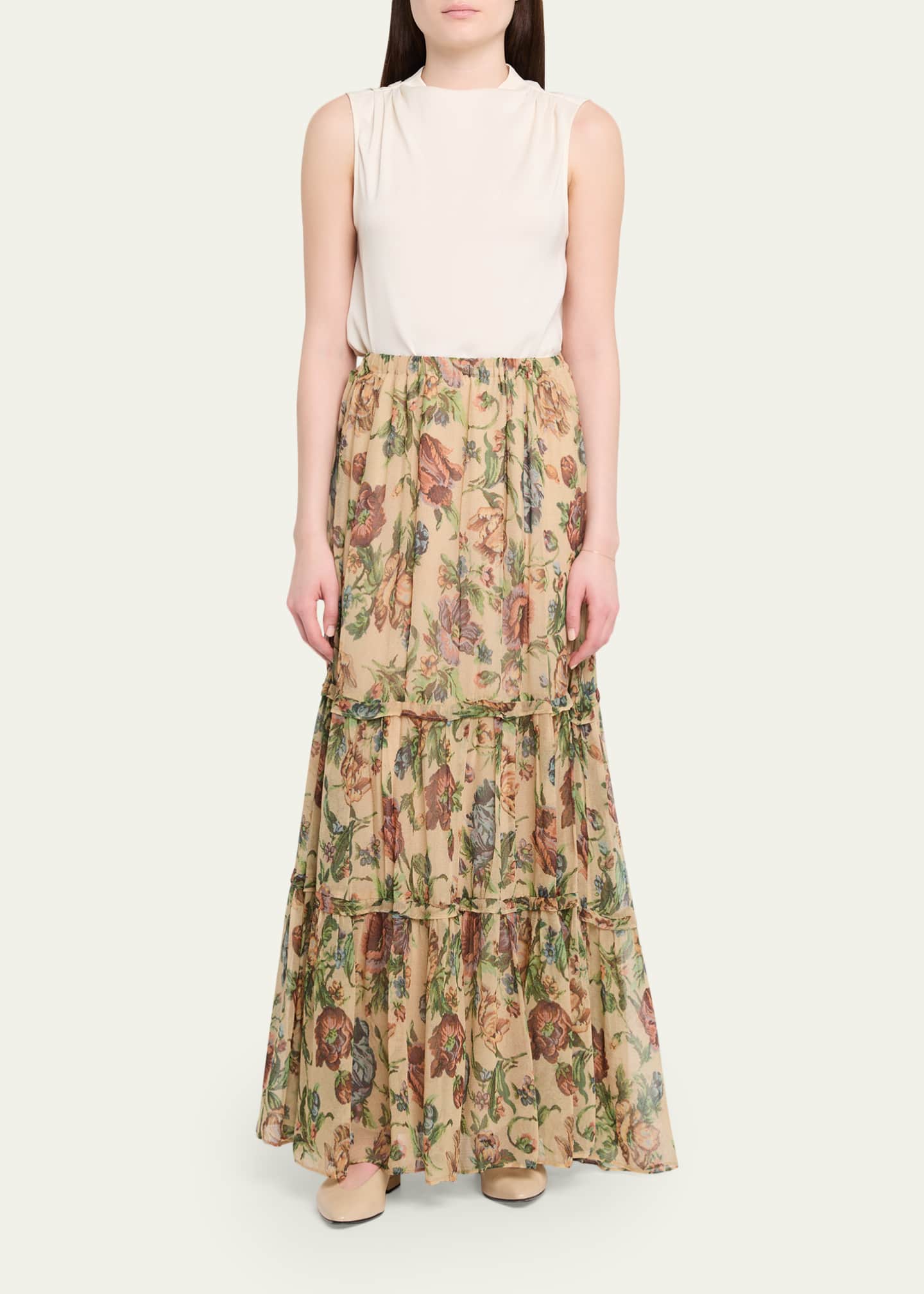 Kobi Halperin Zane Tiered Floral-Print Maxi Skirt - Bergdorf Goodman