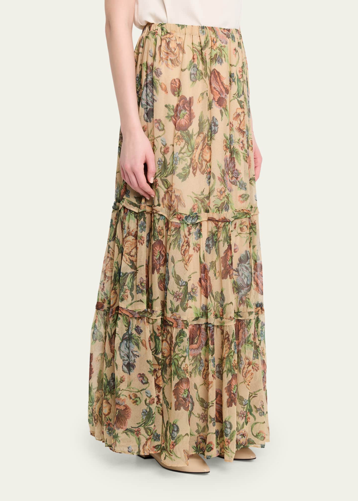 Kobi Halperin Zane Tiered Floral-Print Maxi Skirt - Bergdorf Goodman
