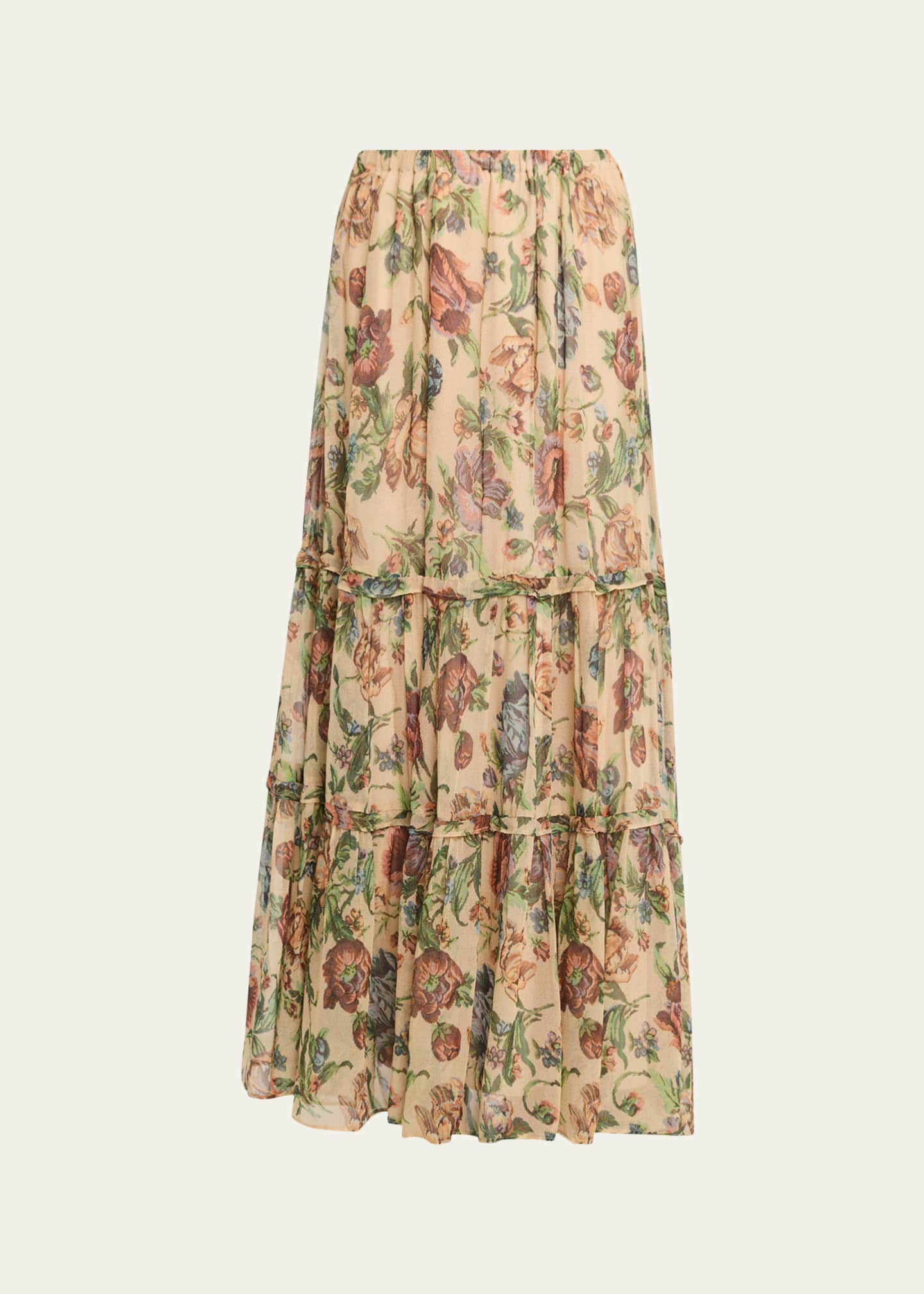 Kobi Halperin Zane Tiered Floral-Print Maxi Skirt - Bergdorf Goodman