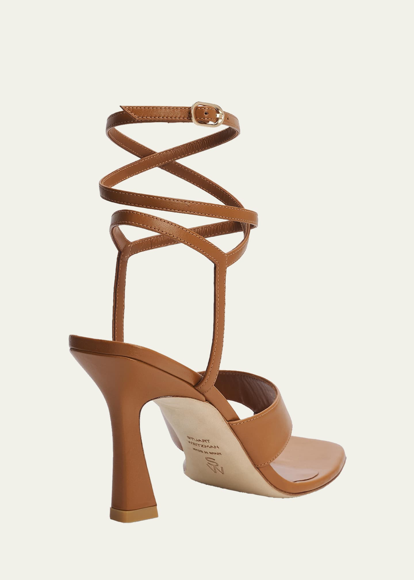 Stuart Weitzman 85mm Vinnie Leather Wrap Thong Sandals - Bergdorf Goodman
