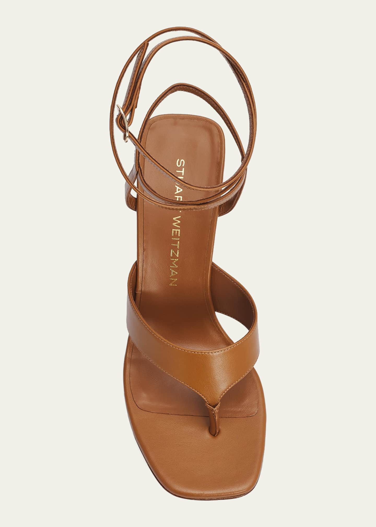 Stuart Weitzman 85mm Vinnie Leather Wrap Thong Sandals - Bergdorf Goodman