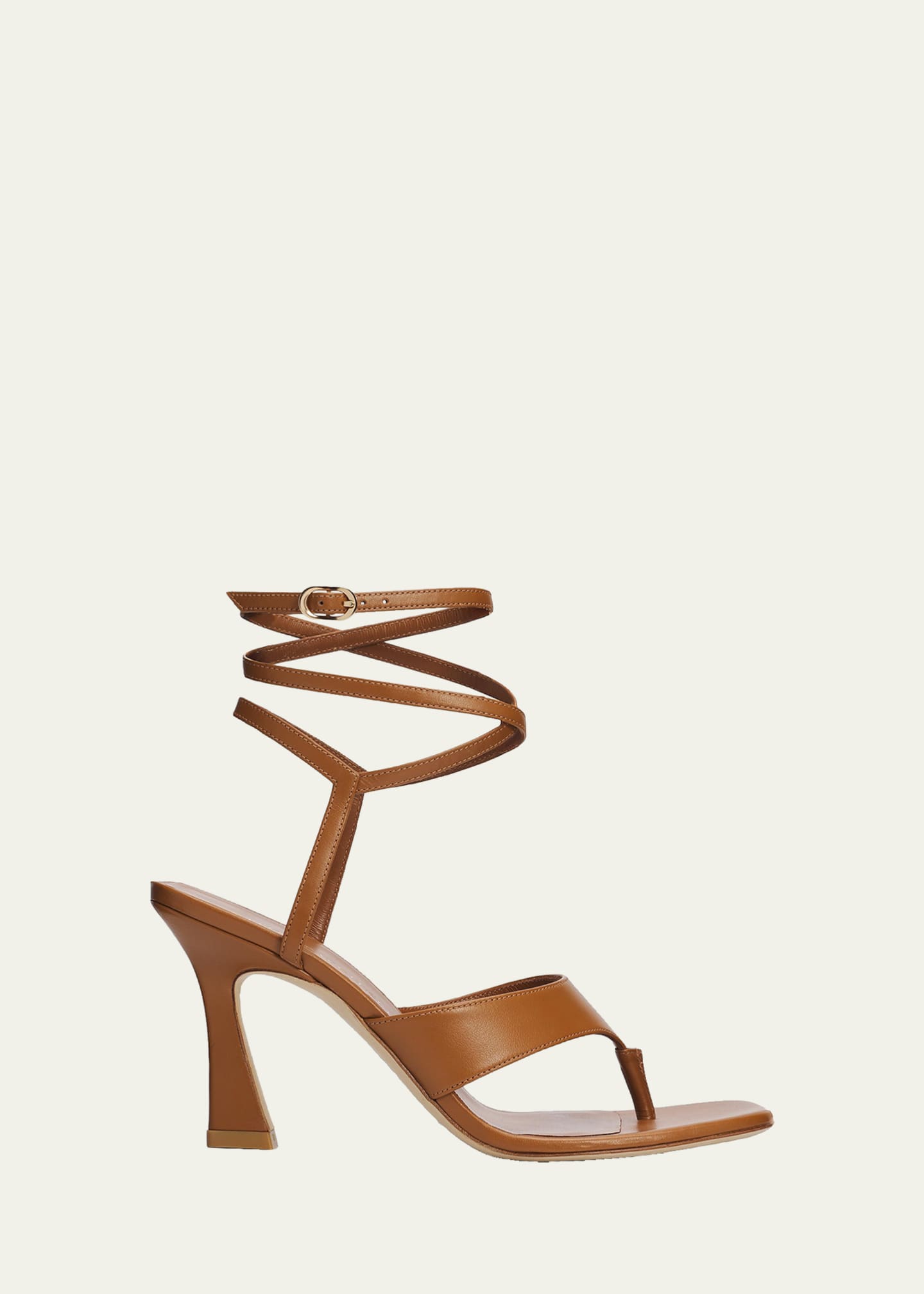 Stuart Weitzman 85mm Vinnie Leather Wrap Thong Sandals - Bergdorf Goodman