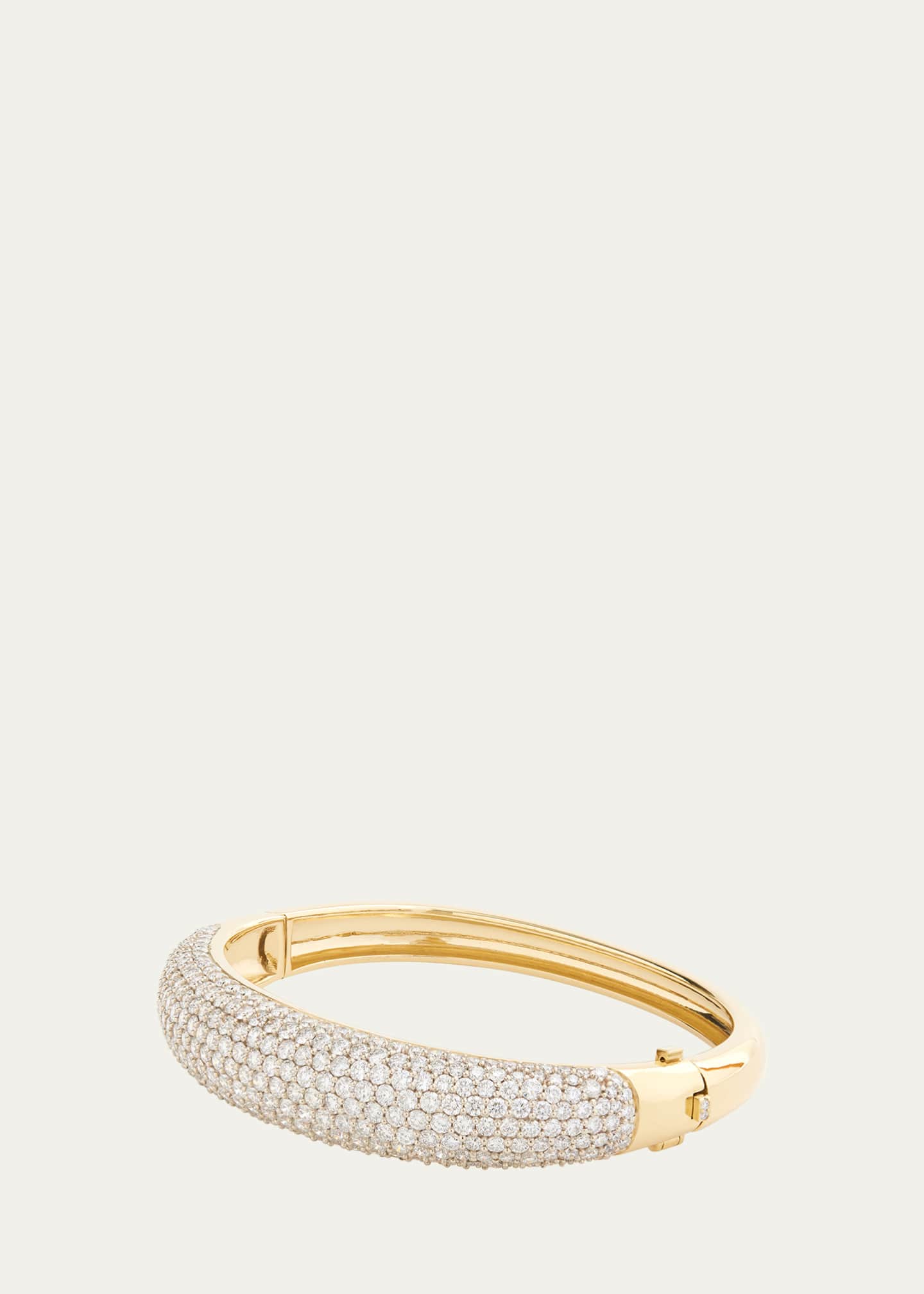 Jamie Wolf 18K Yellow and White Gold Domed Hinge Bangle with Pave ...