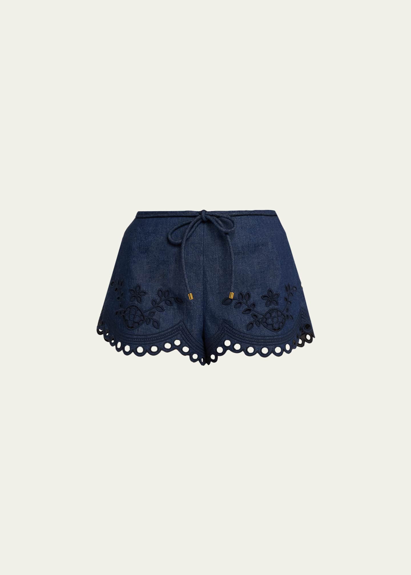 Zimmermann Mahon Broderie Denim Shorts - Bergdorf Goodman