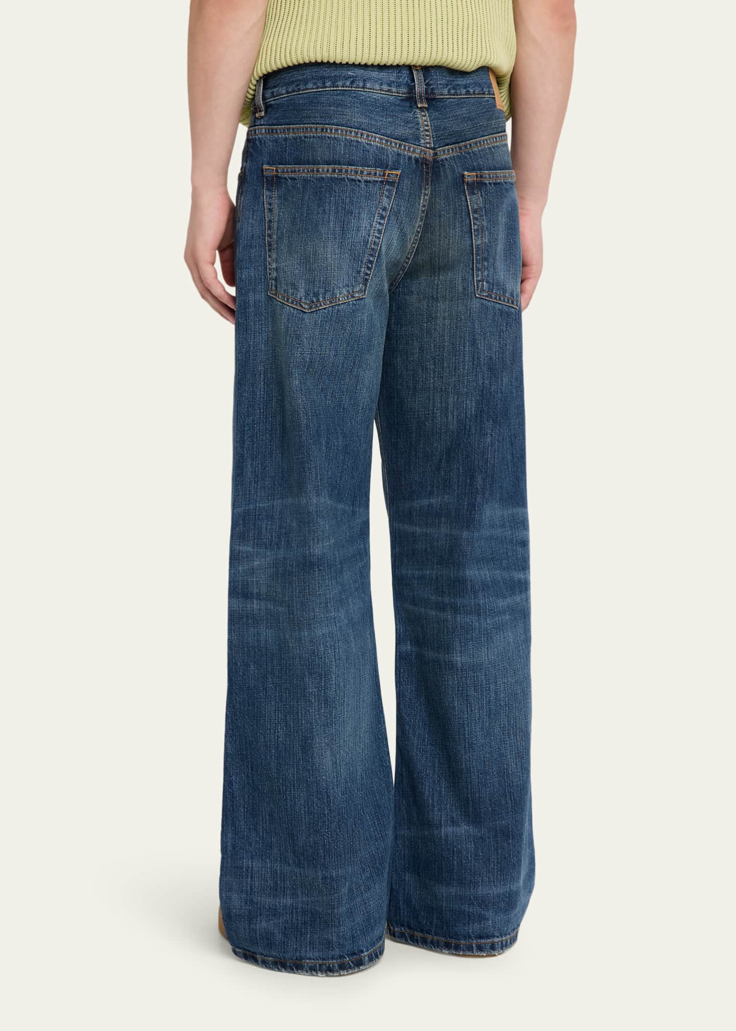 Jeanerica Men's Whiskered Dark Blue Denim Wide-Leg Jeans - Bergdorf Goodman