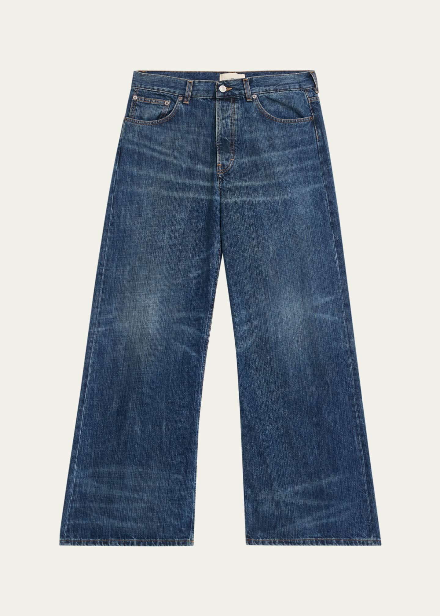 Jeanerica Men's Whiskered Dark Blue Denim Wide-Leg Jeans - Bergdorf Goodman